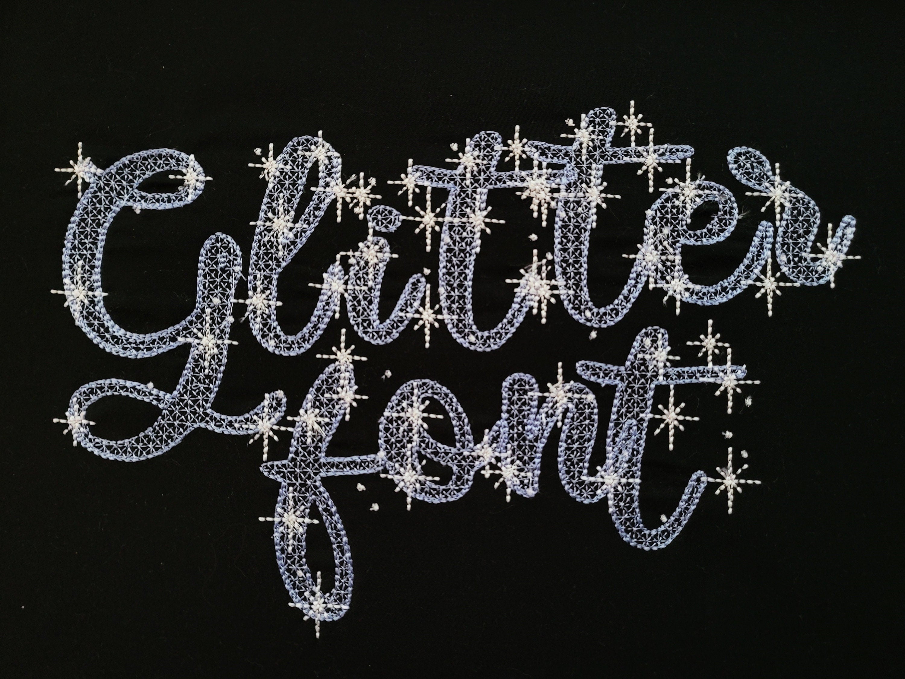 Glitter sparkling FONT night starry sky alphabet kids girl princess ...