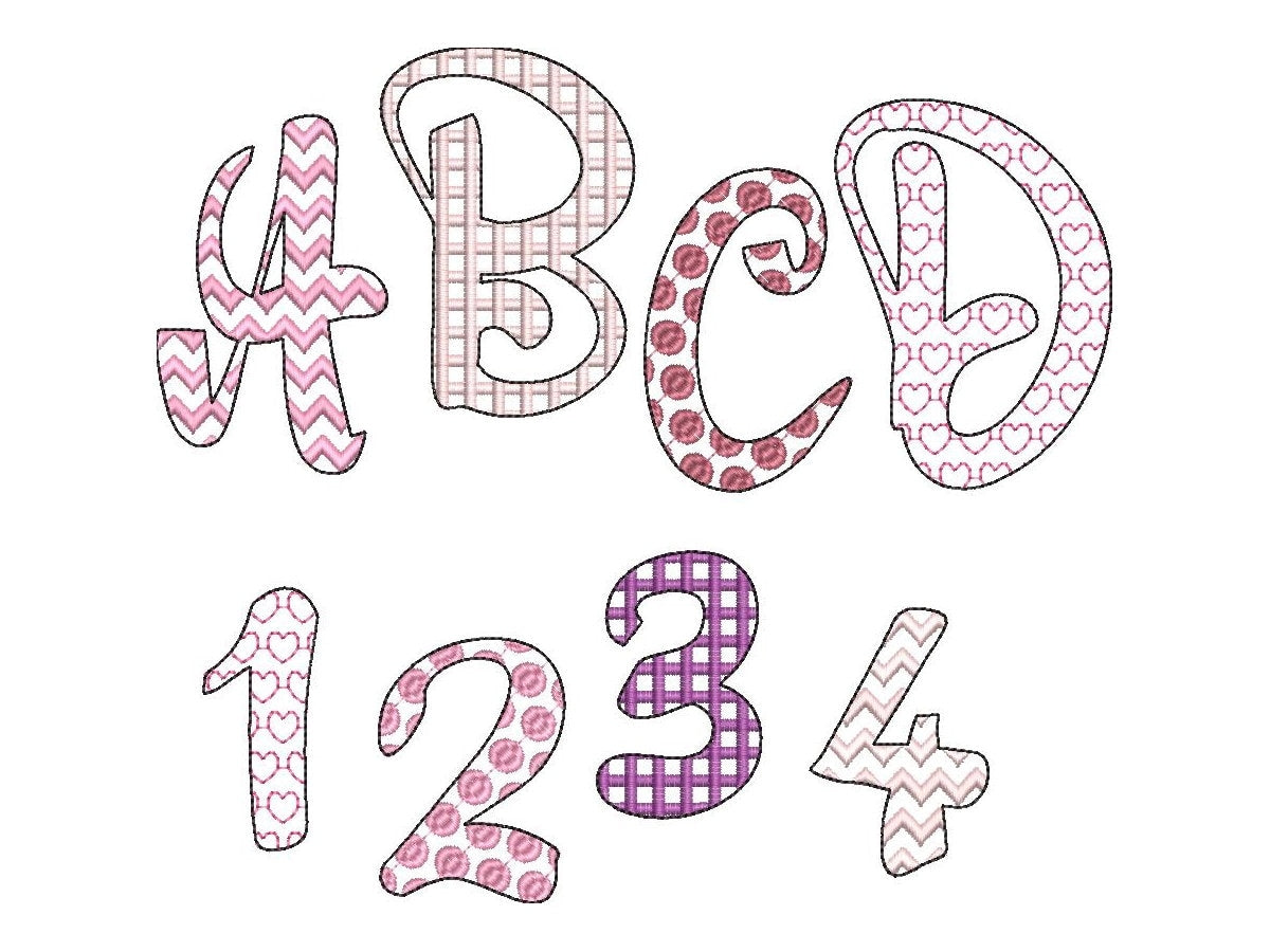 SET of 4 fonts Chevron ZigZag, Checkered, Polka Dot and Cute Heart FONT ...