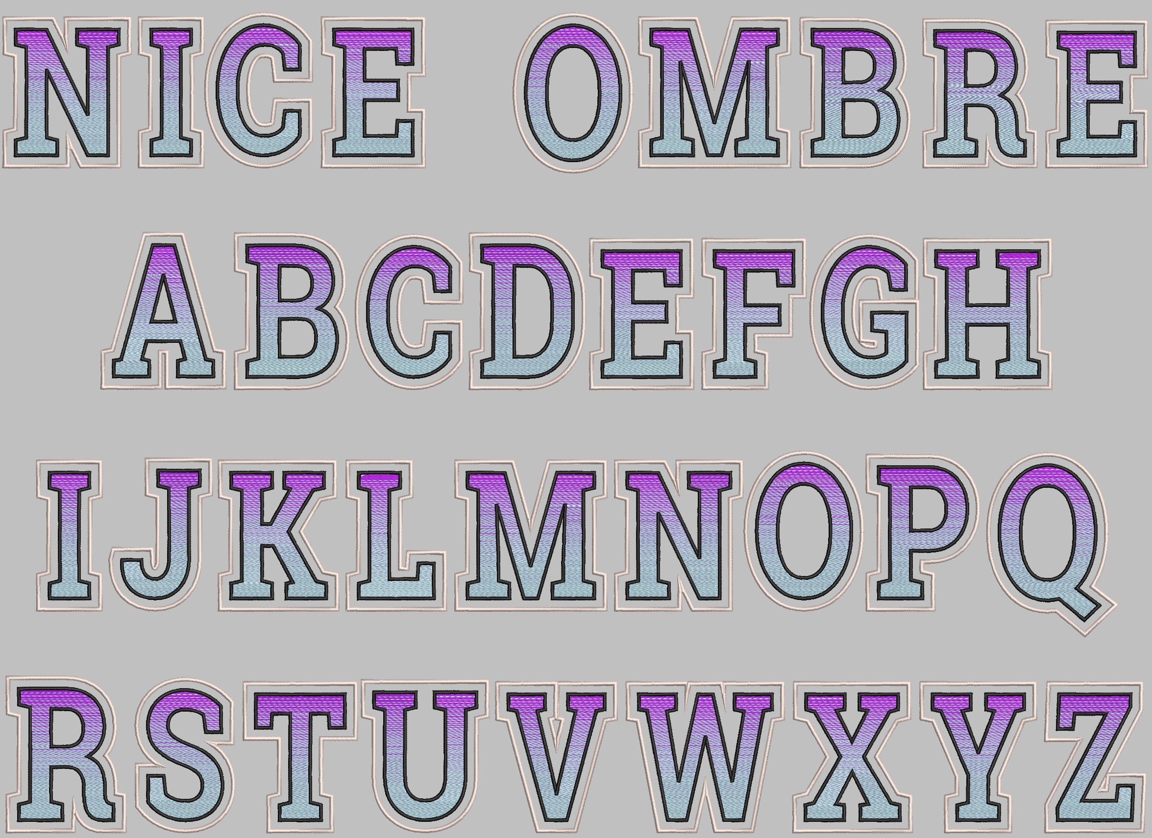 Rainbow Iridescent 2 Color monogram varsity sport block FONT alphabet ...