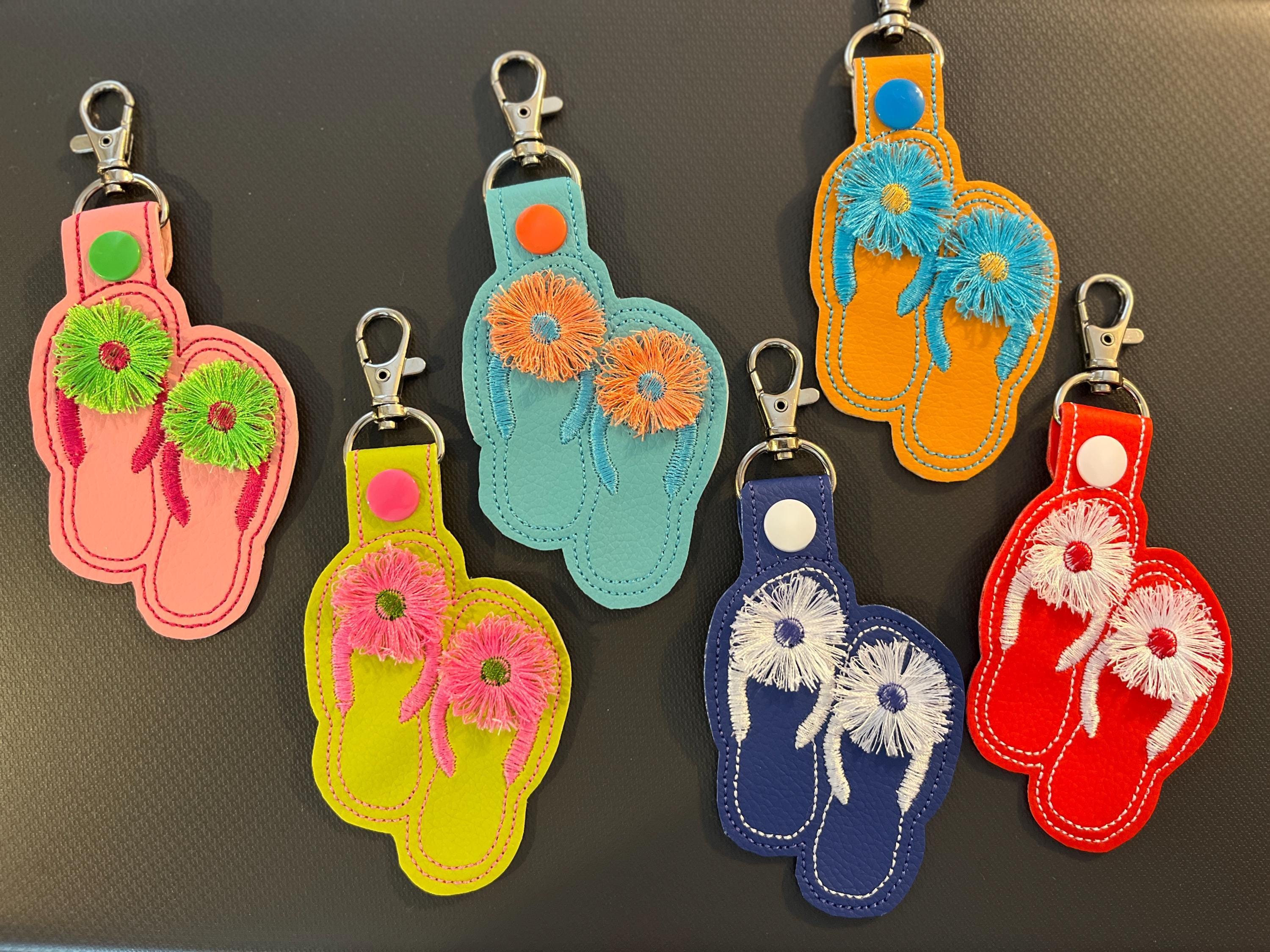 Flip Flops Fringed Flower Keychain Fringe Embroidery Design – Artapli ...