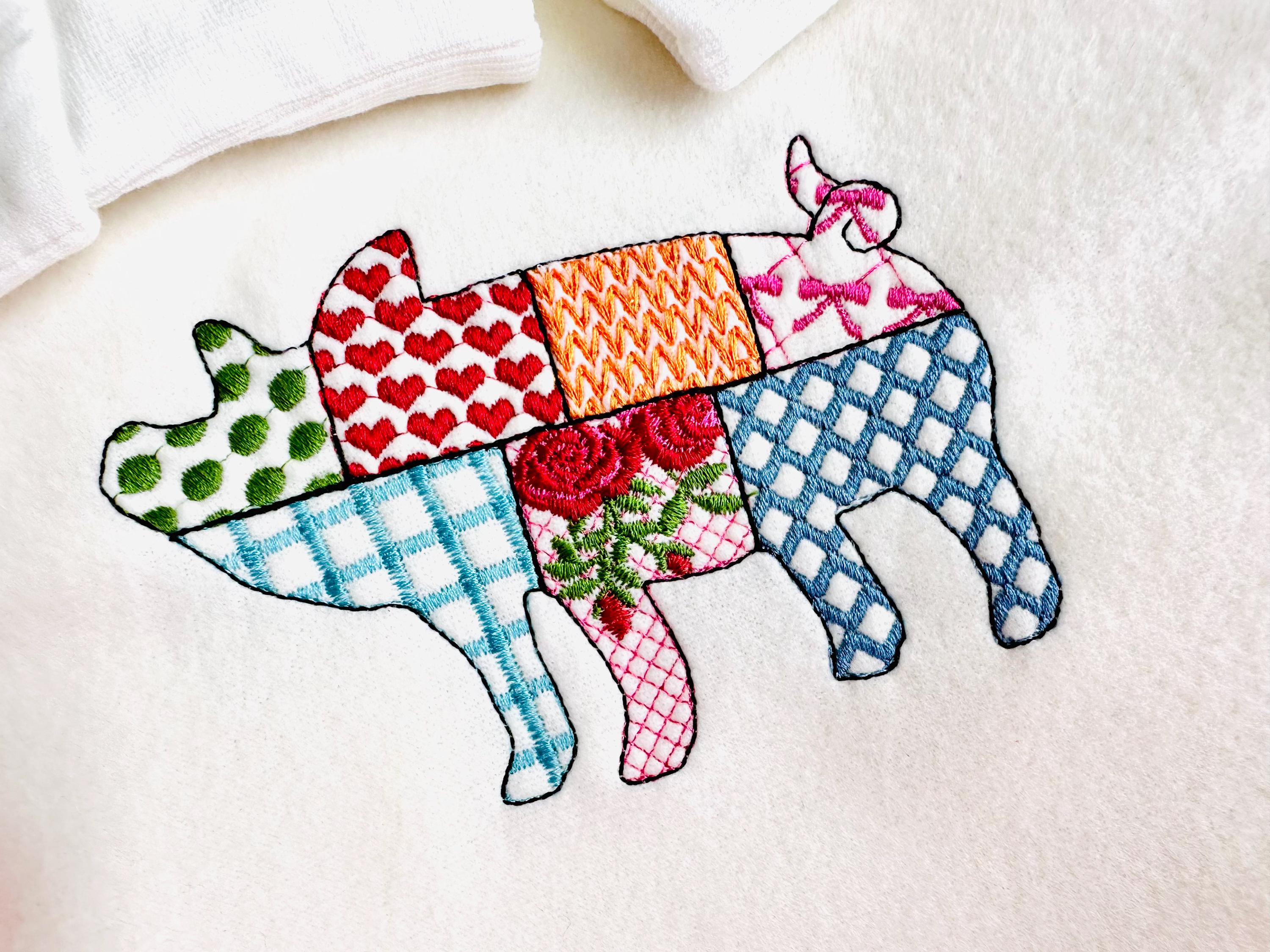 Patchwork Pig In-the-Hoop Embroidery Design – Artapli designs