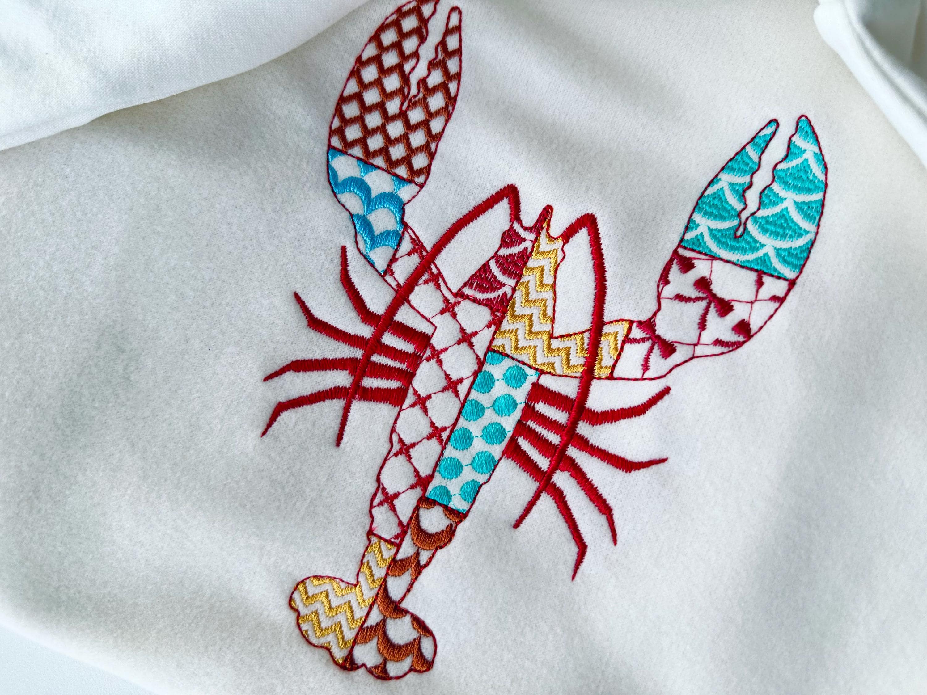 Patchwork Lobster Outline Embroidery Design – Artapli designs