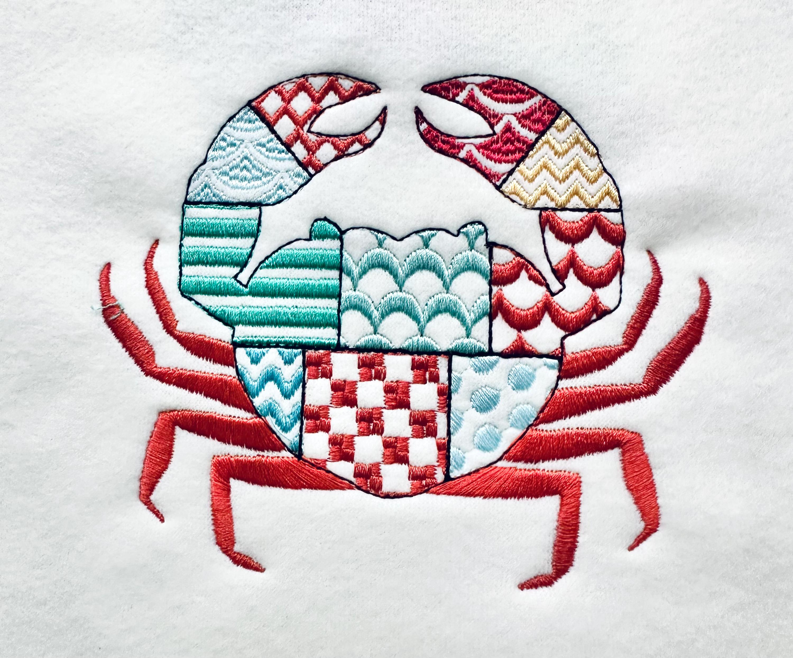Patchwork Crab In-the-Hoop Embroidery Design – Artapli designs
