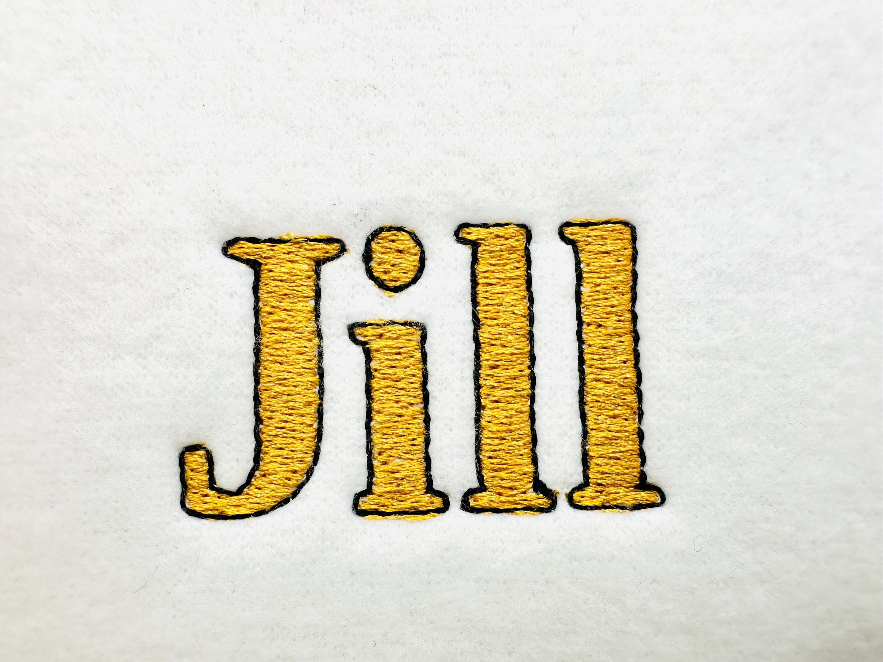 Elegant Jill Font Fill Stitch Outline Embroidery Design – Artapli designs