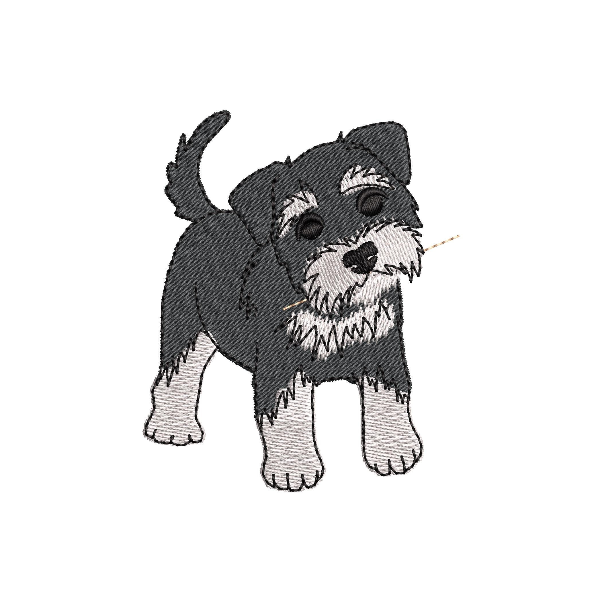 Playing Schnauzer Puppy In-the-Hoop Embroidery Design – Artapli designs