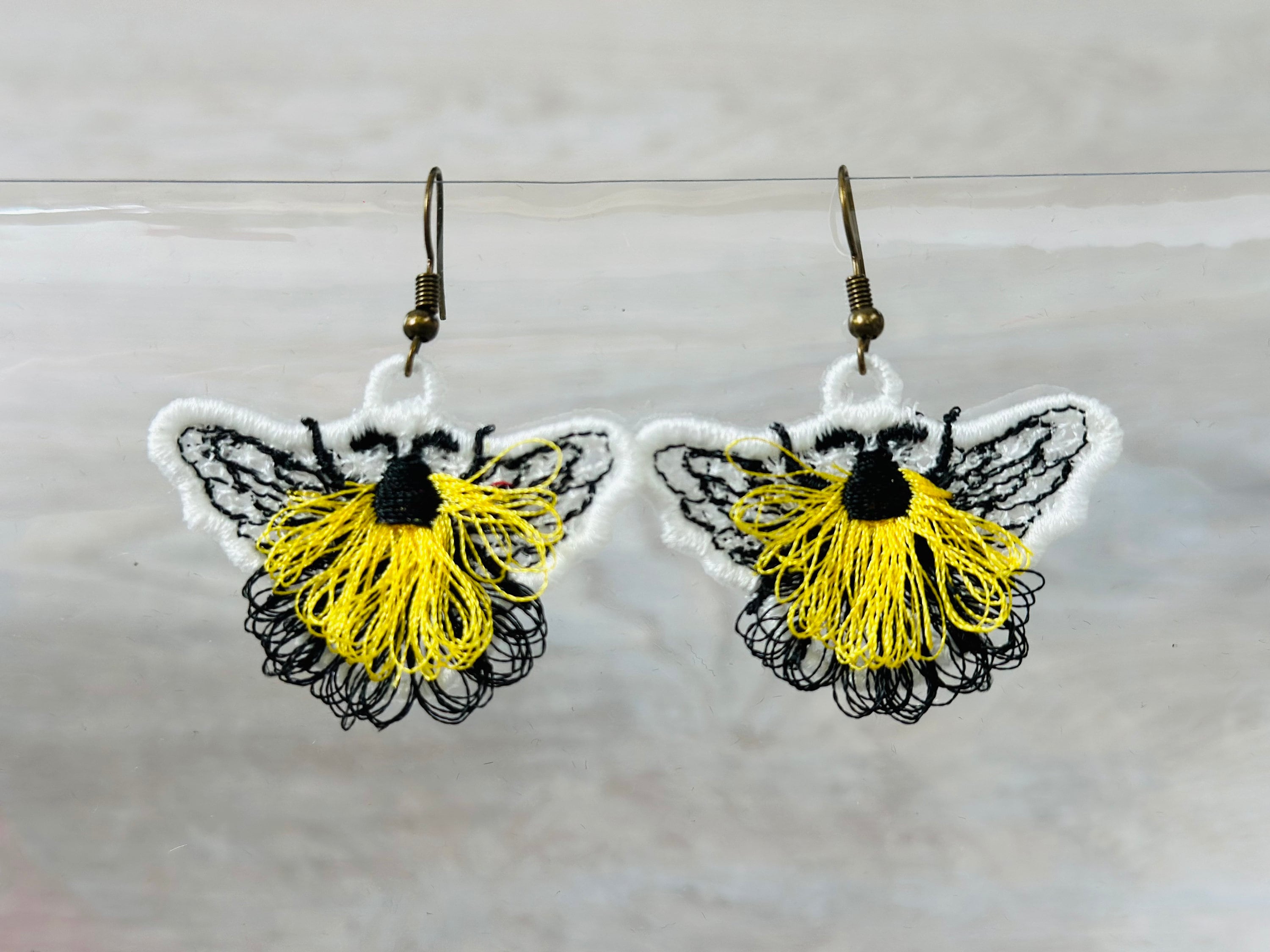Fluffy Bee earrings fringed Honeybee charm pendant FSL freestanding ...