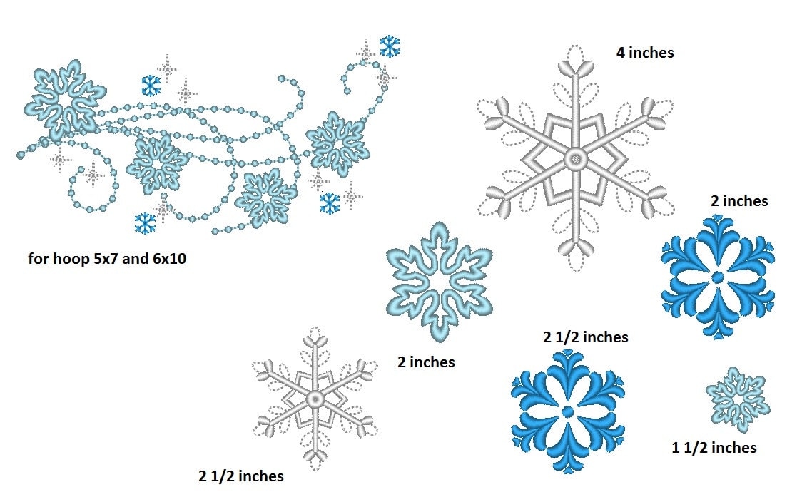 Snowflakes and swirl sparkle tail SET of 3 snowflake + swirl tail fill ...