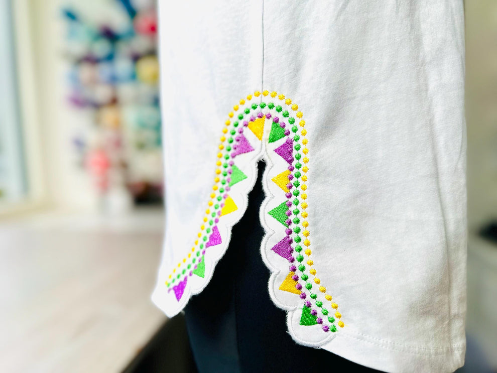 Mardi Gras Carnival Pearls split side seam cutout side bow machine ...