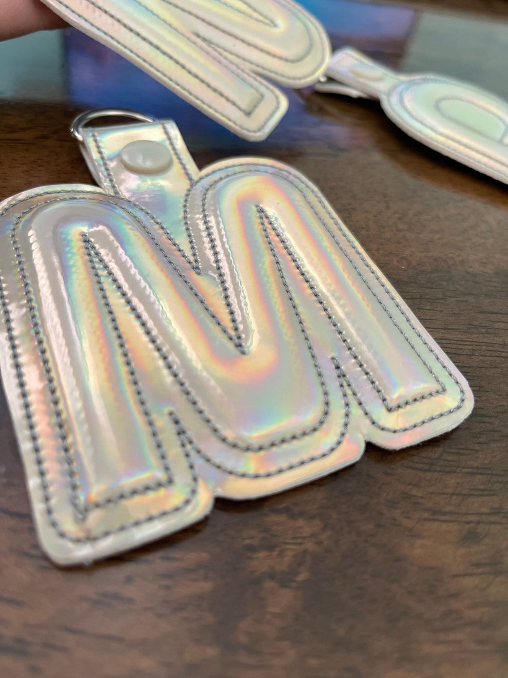 Retro Special Puffy Puff foam Classic key fob snap tab monogram A thru ...