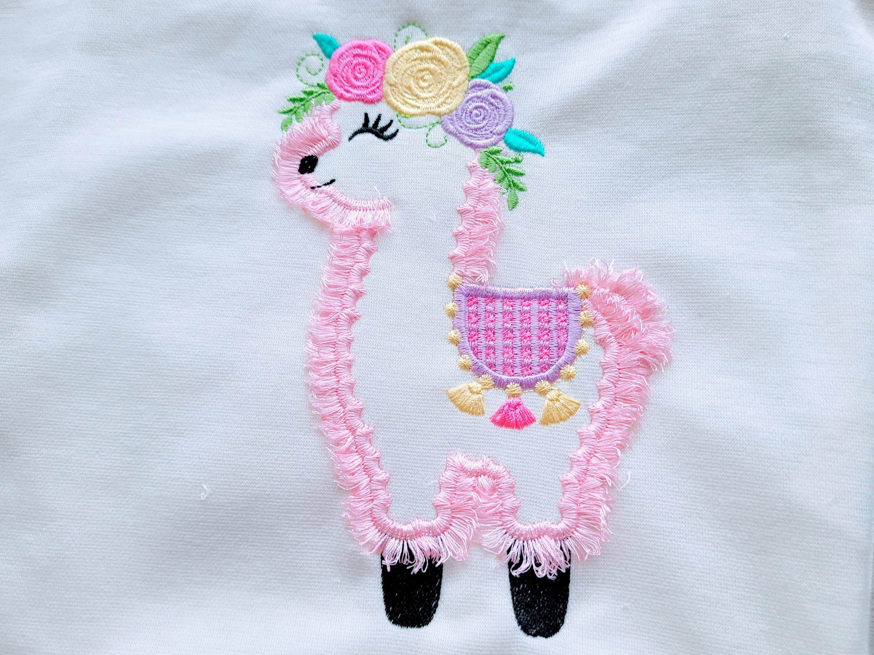 Fringed Fluffy Llama with fringe tassels Boho Llama lama Floral Rose ...