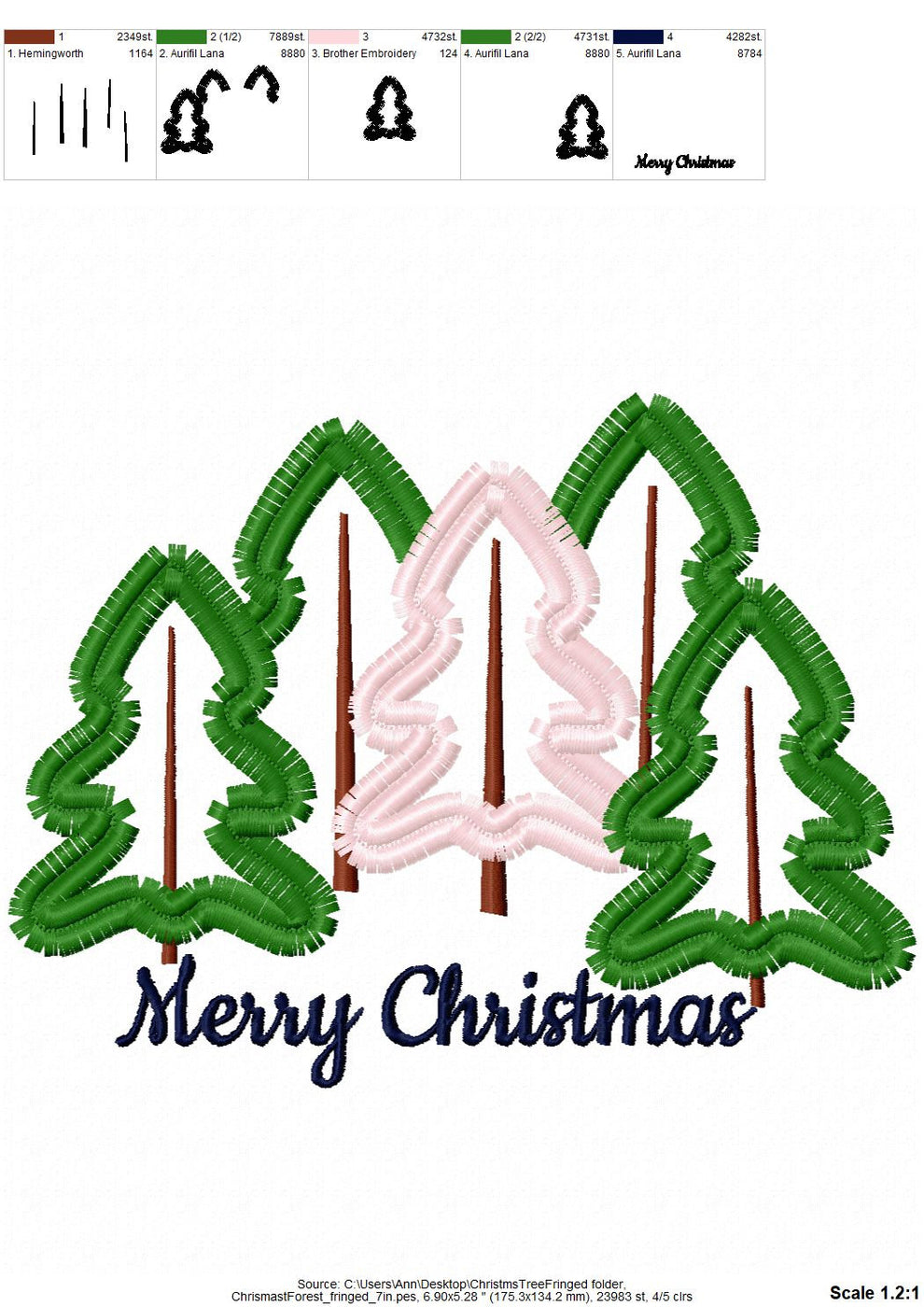 Simple Fringed fluffy Christmas trees in a row pine forest cute fluffy ...