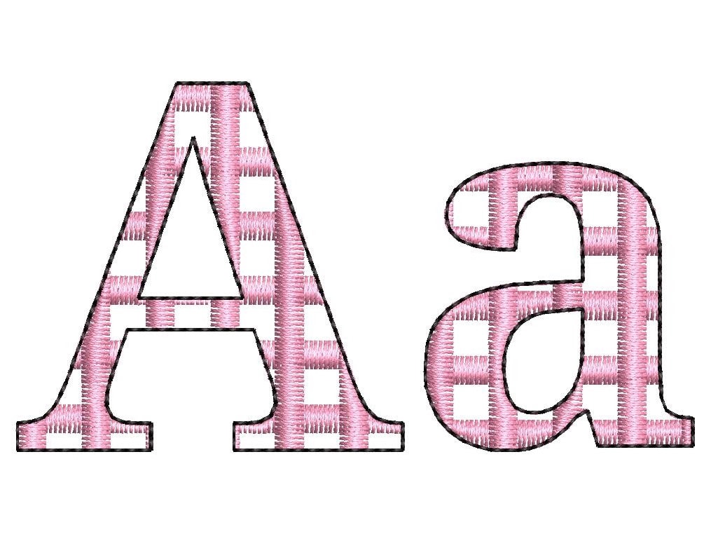 Classy Checkered Plaid Font light sketch outline machine embroidery ...
