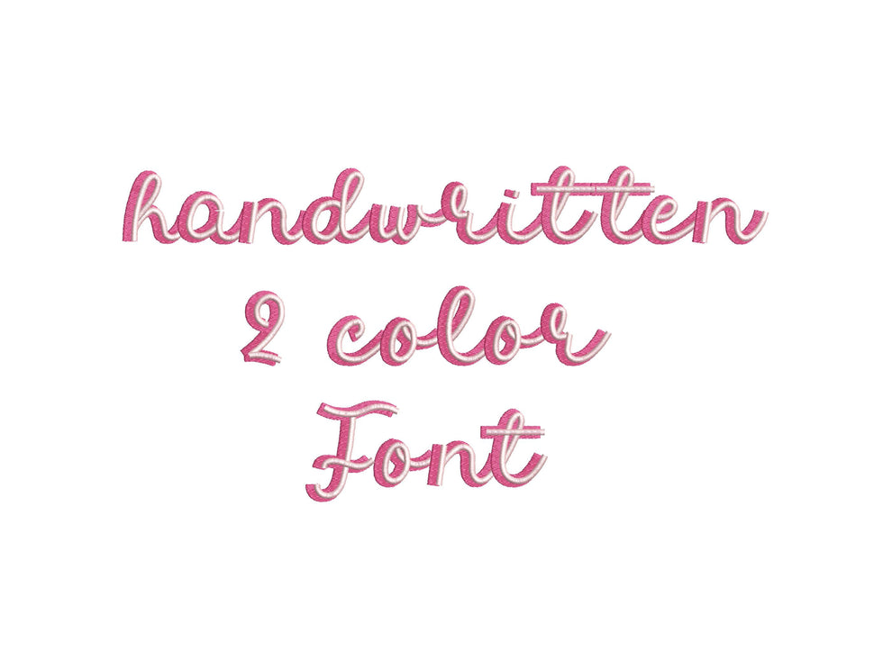 Handwritten script Font fill stitch double 2 color alphabet shadow ...