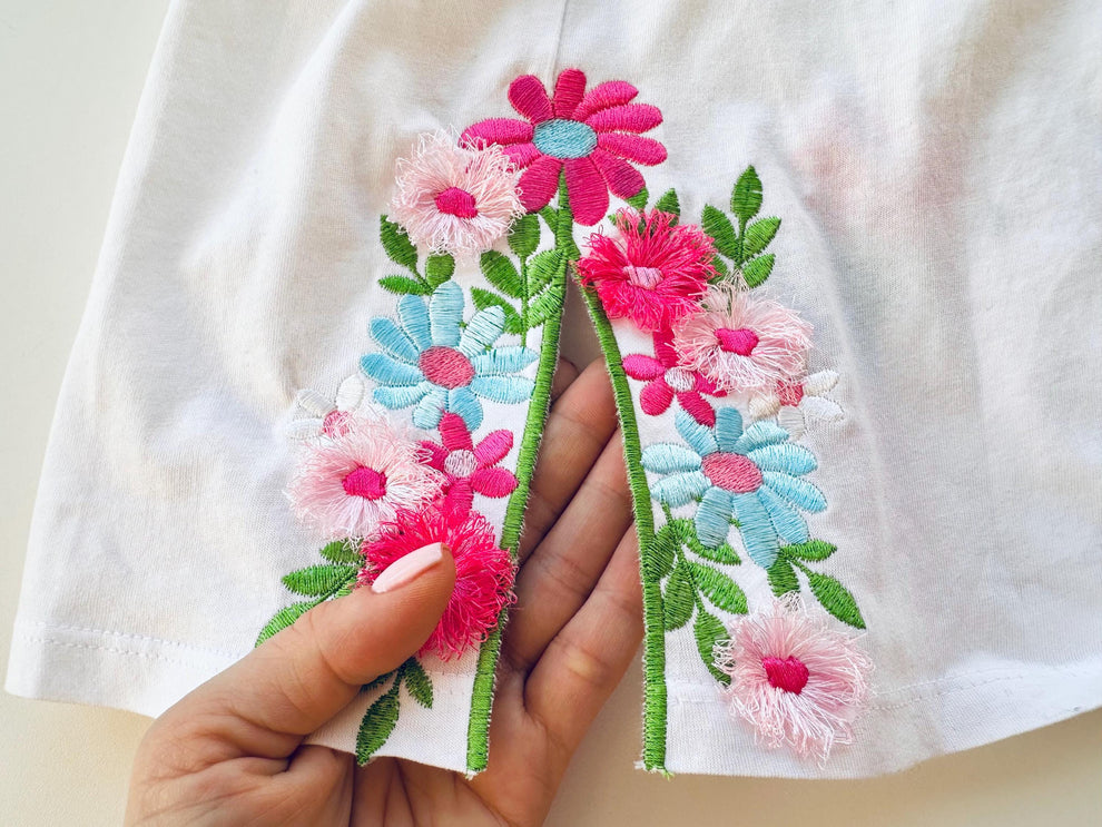 Fringed fluffy Floral split side seam cutout side bow fringe machine ...