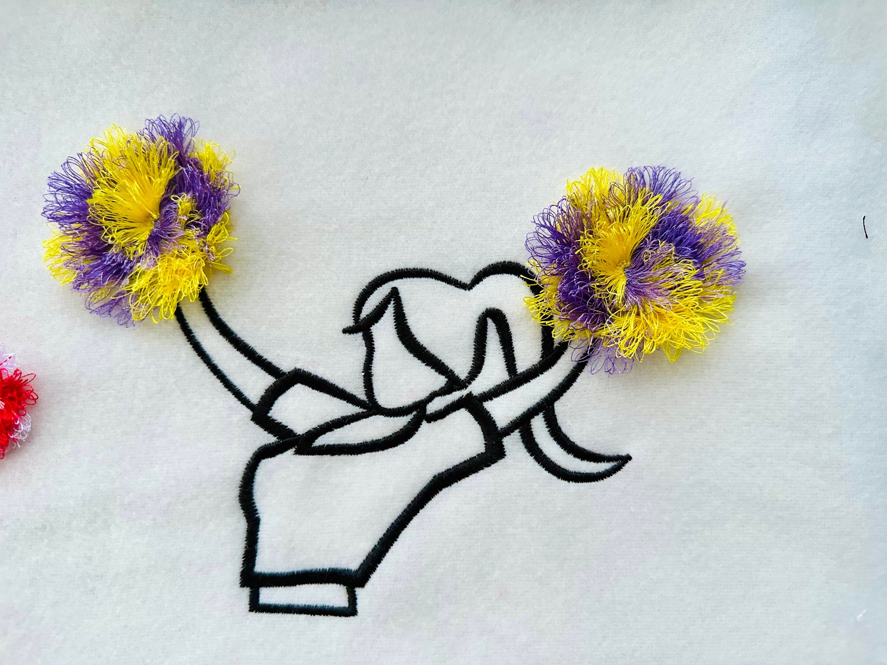 Cheerleader with fringed Pom Poms machine embroidery design file sport ...
