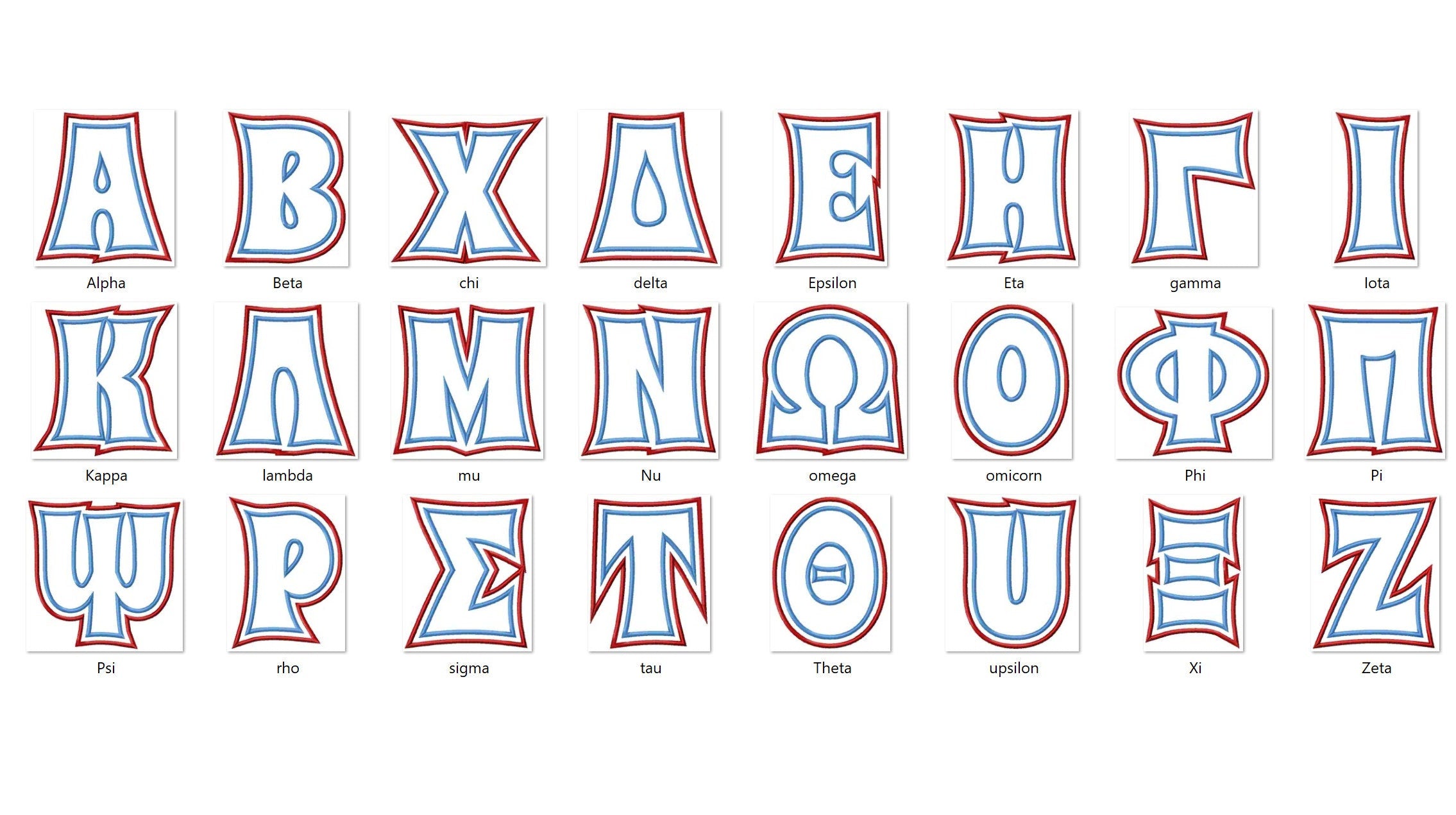 Fancy Greek 2 layers sororities whole alphabet classic SATIN and ZIG ...