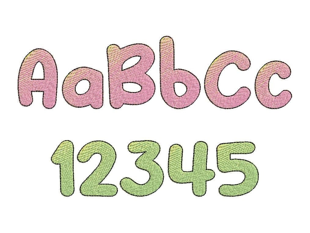 NO special thread! Rainbow Iridescent 2 Color monogram FONT alphabet ...