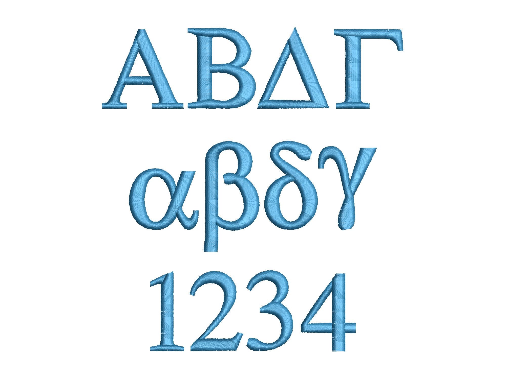 Fraternities and sororities Greek satin stitch mini alphabet ABC theta ...