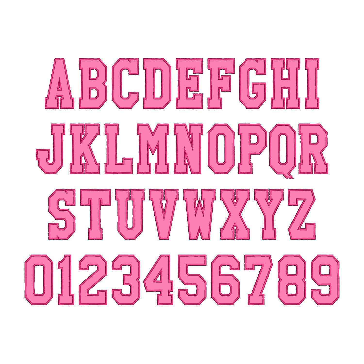 Narrow FONT applique Varsity Athletic Sport High School Team Players ...