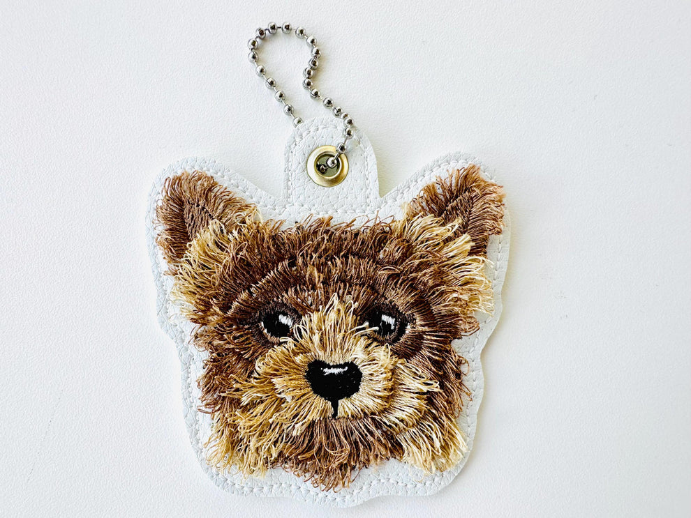 Dog Yorkie Puppy key fob Snap Tab and Eyelet keychain in the hoop ...