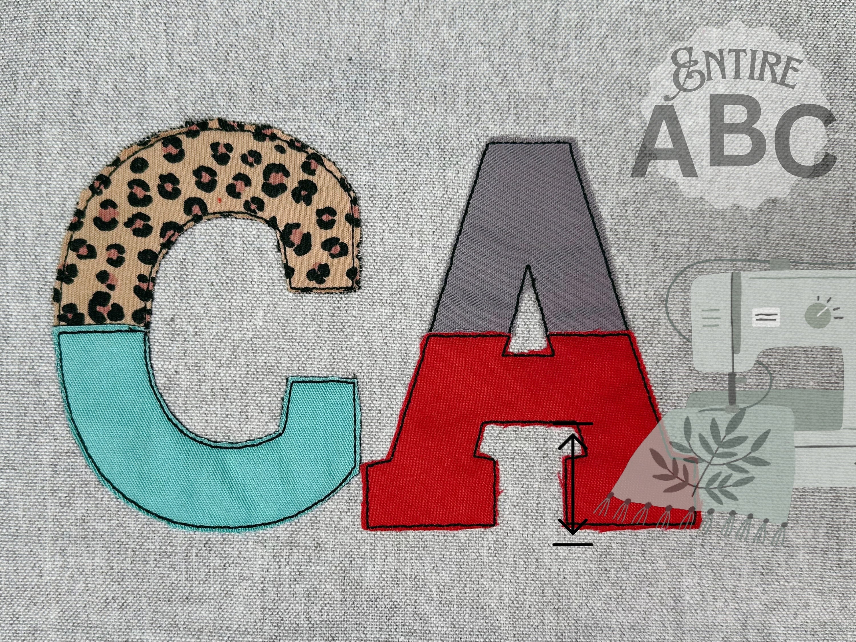 Light applique font Open Edge Raggedy applique Alphabet bean stitch ...
