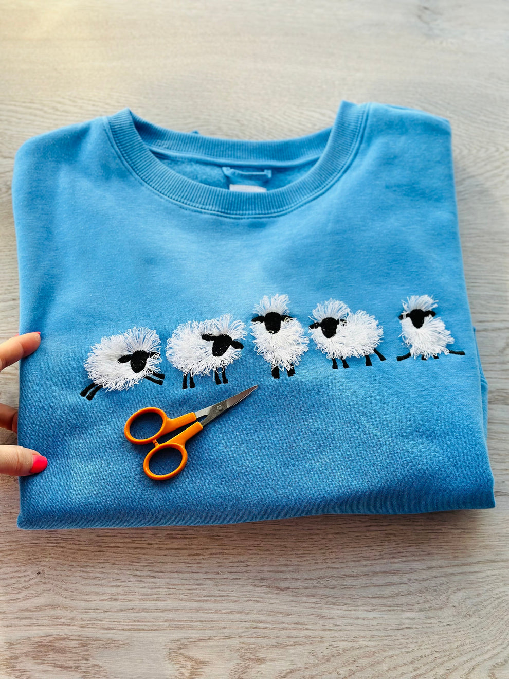 Fuzzy Sheep Lamb SET of 5 types and 5 sheep in row fringed machine ...