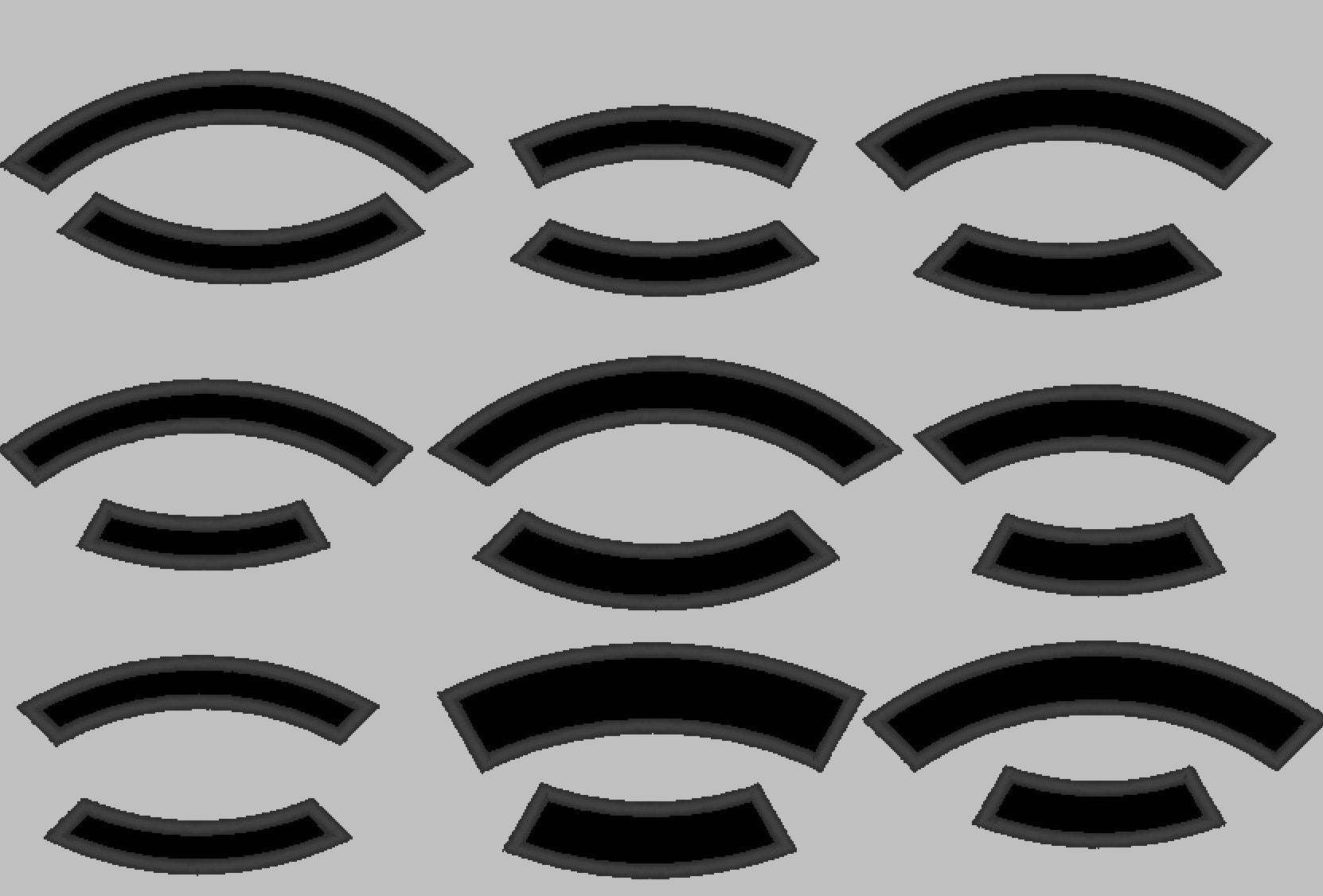 Arc shape for Rocker and mini FONT included applique machine embroidery ...