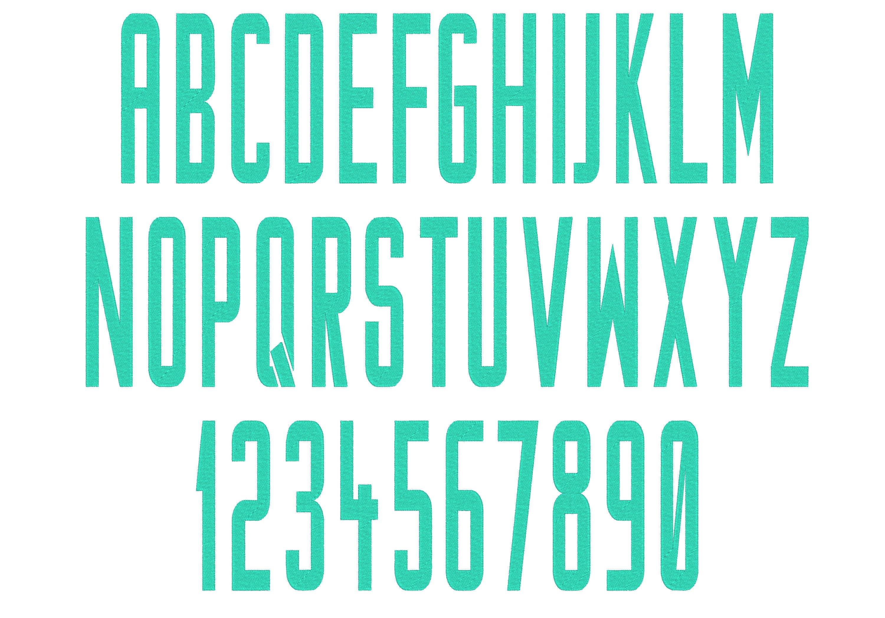 Extra Narrow block Font fill stitch alphabet monogram letters and ...