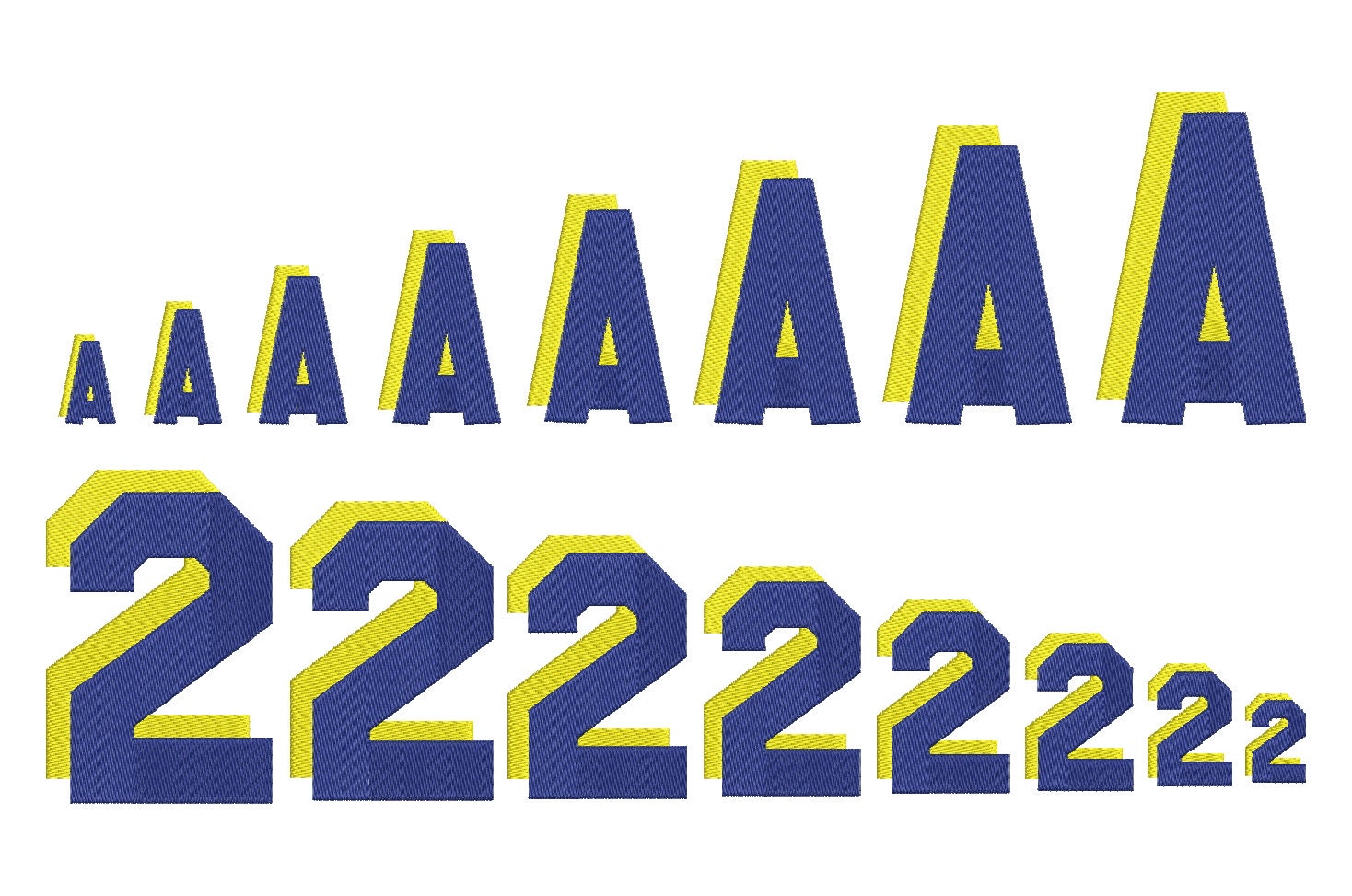 Varsity Collegiate block type Shadow Font fill stitch machine ...
