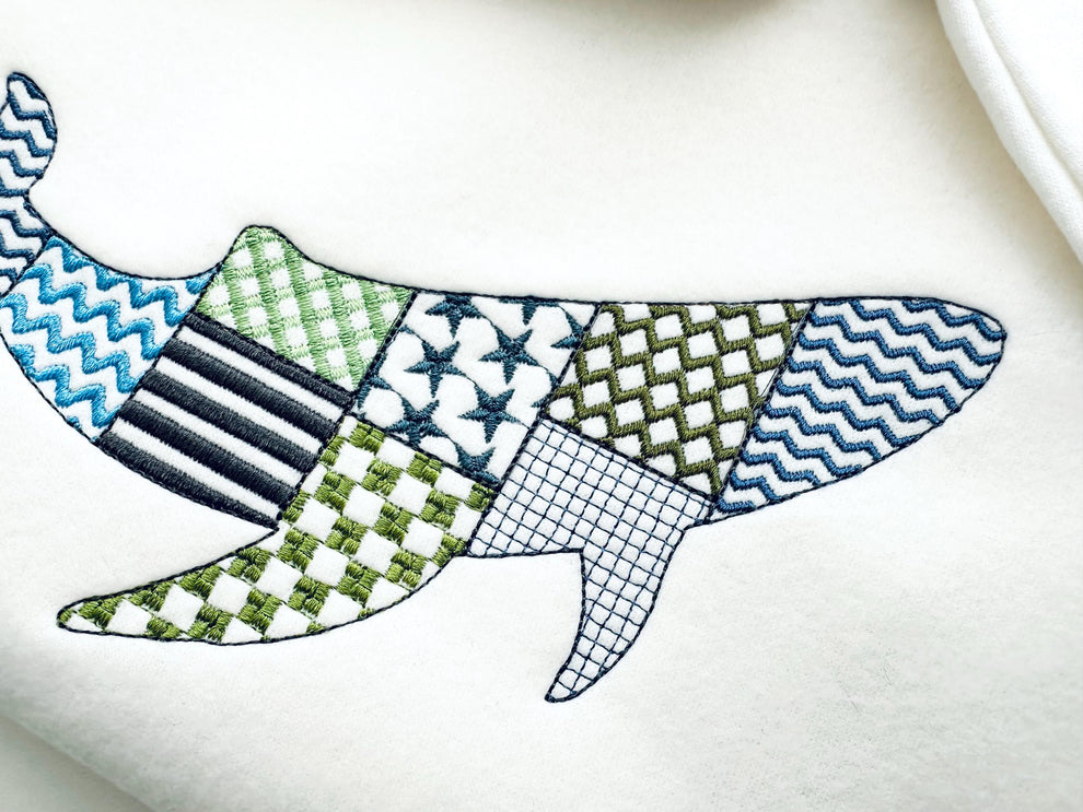 Patchwork Whale Sea Life ocean marine animal silhouette patterned ...