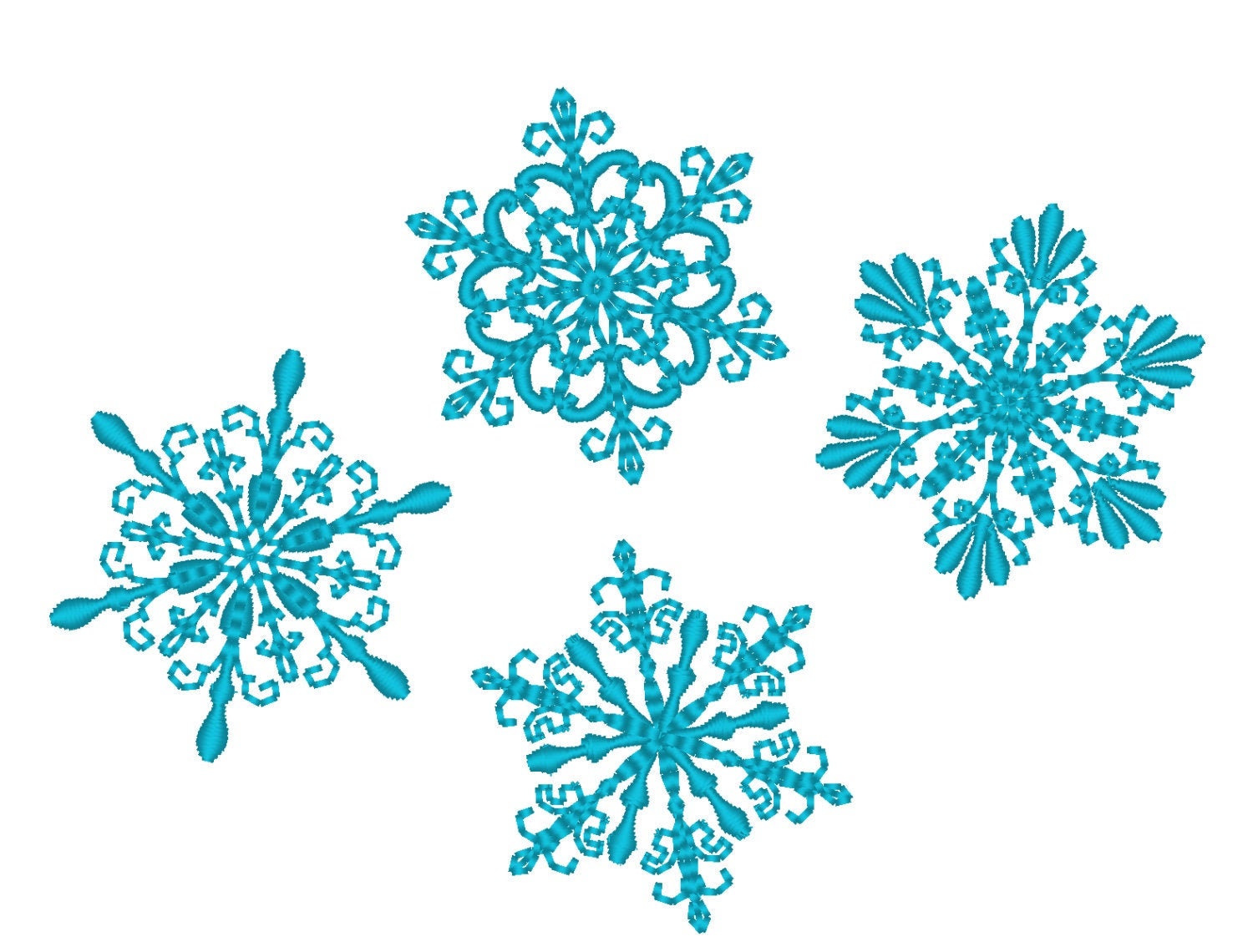 Swirl mini snowflakes SET of 4, winter snowflake 4 types, swirl and ...
