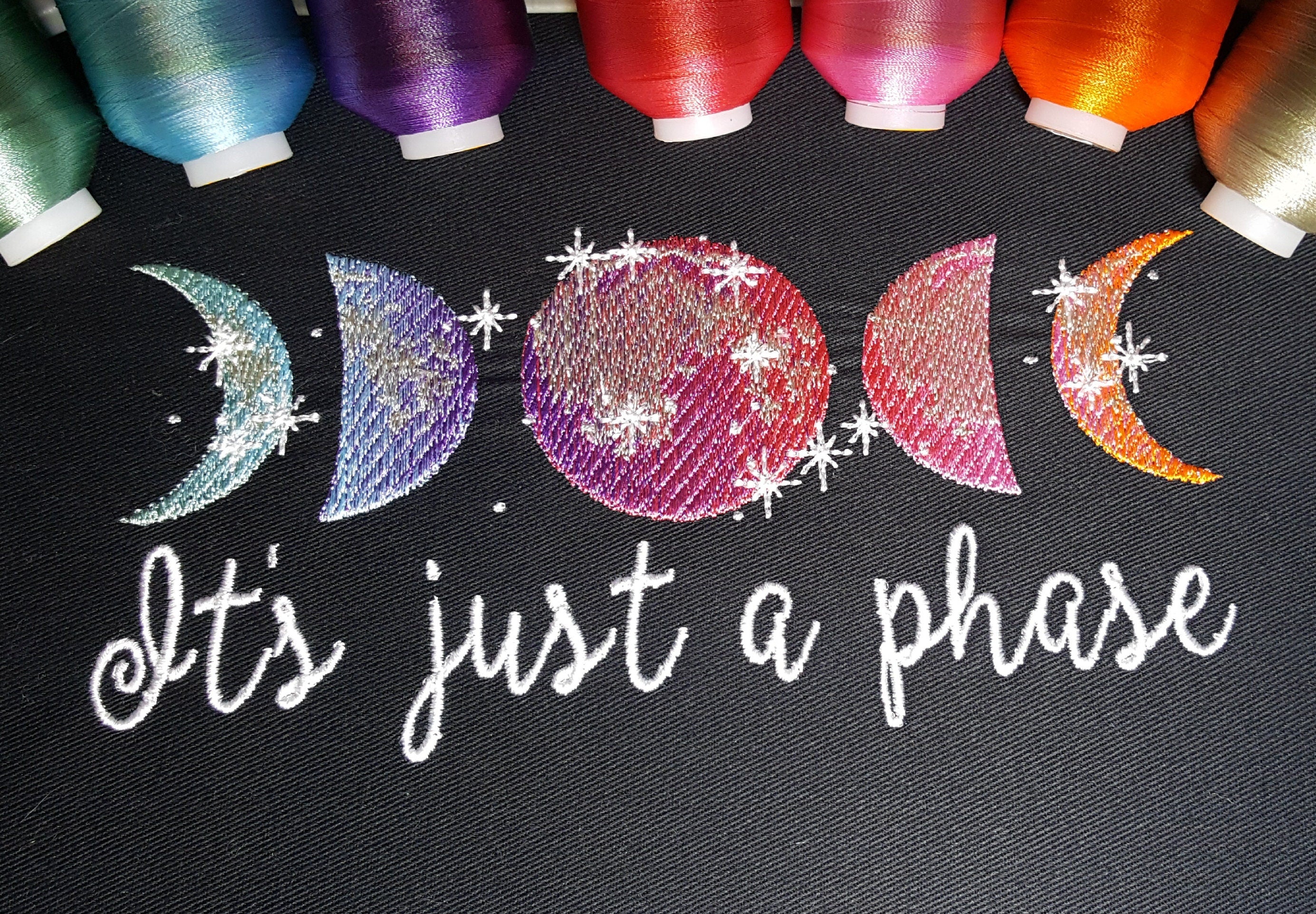 Just a phase Moon Phases ombre iridescent rainbow NO special thread ...