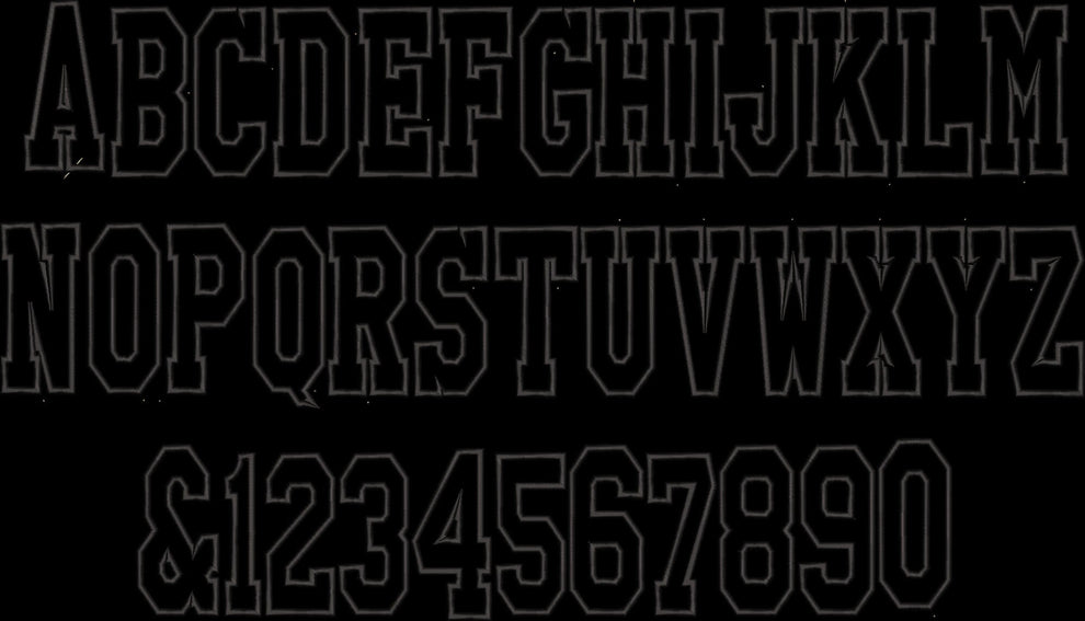 Thin Narrow FONT Athletic Sport High School Team Players machine ...