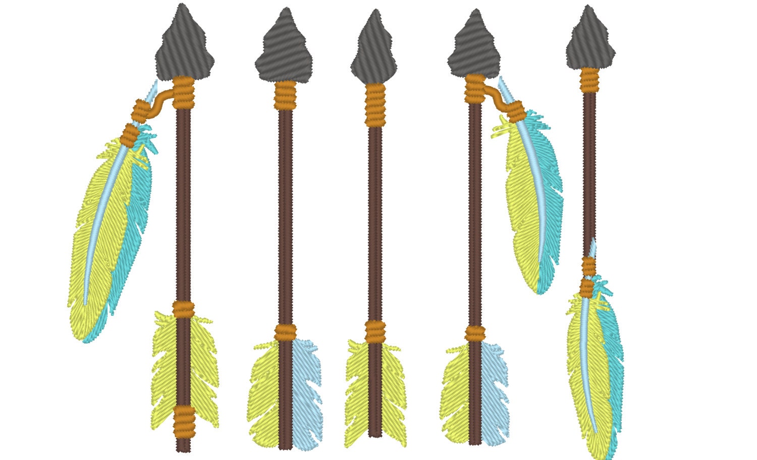 Arrows, single arrow embroidery designs collection, 5 types in multiple ...