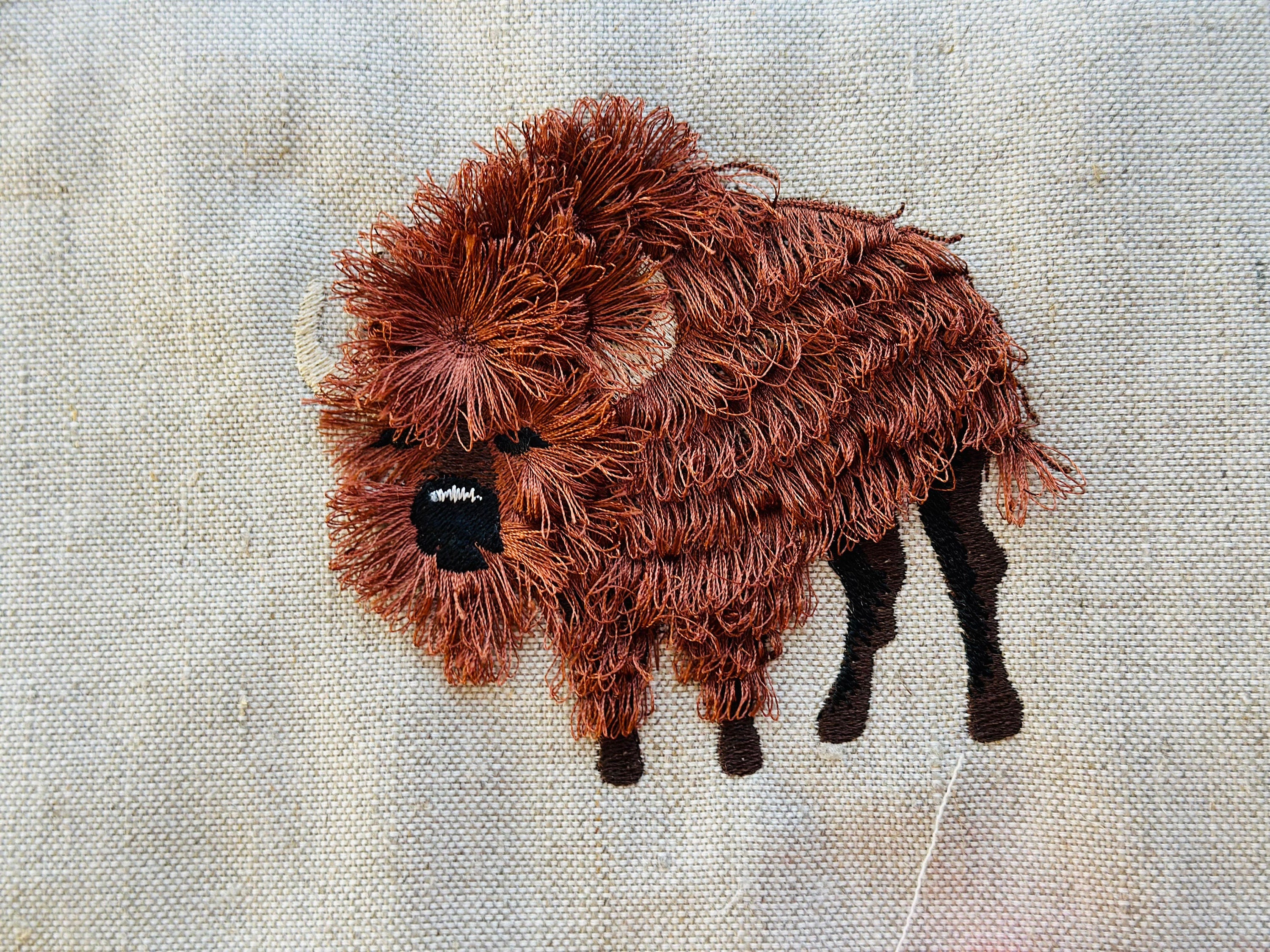 Fringed Cattle fluffy bison fringed fur chenille farm animal machine ...