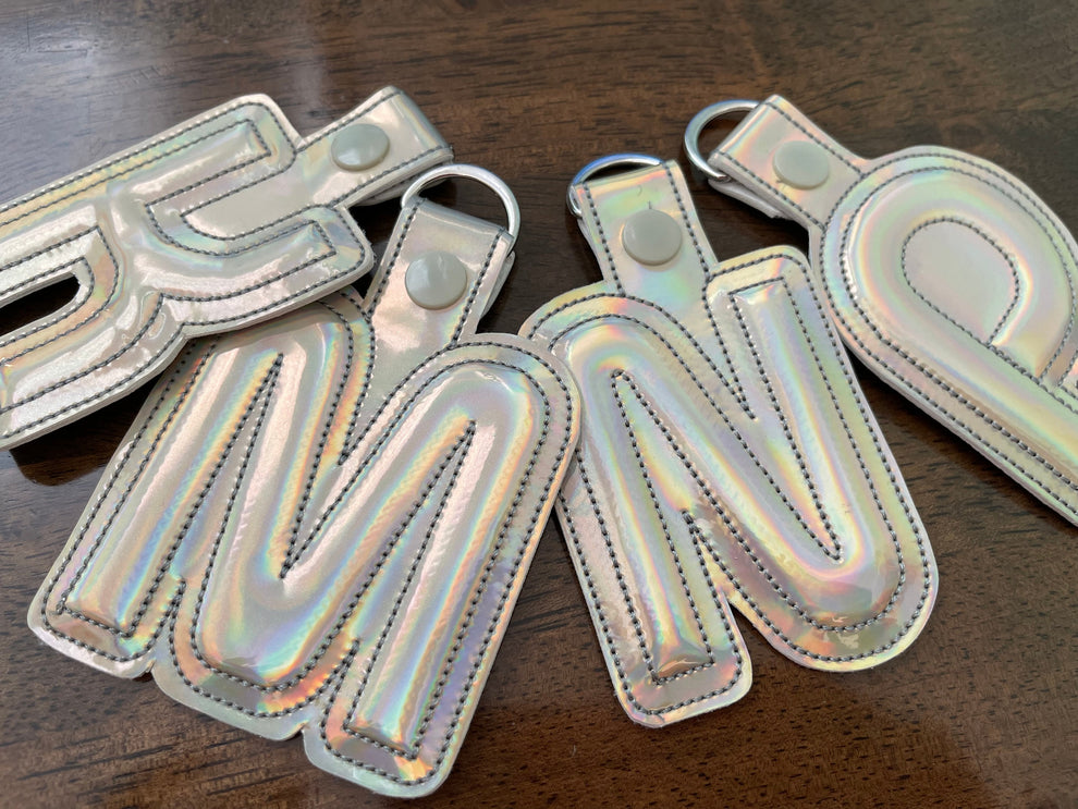 Retro Special Puffy Puff foam Classic key fob snap tab monogram A thru ...