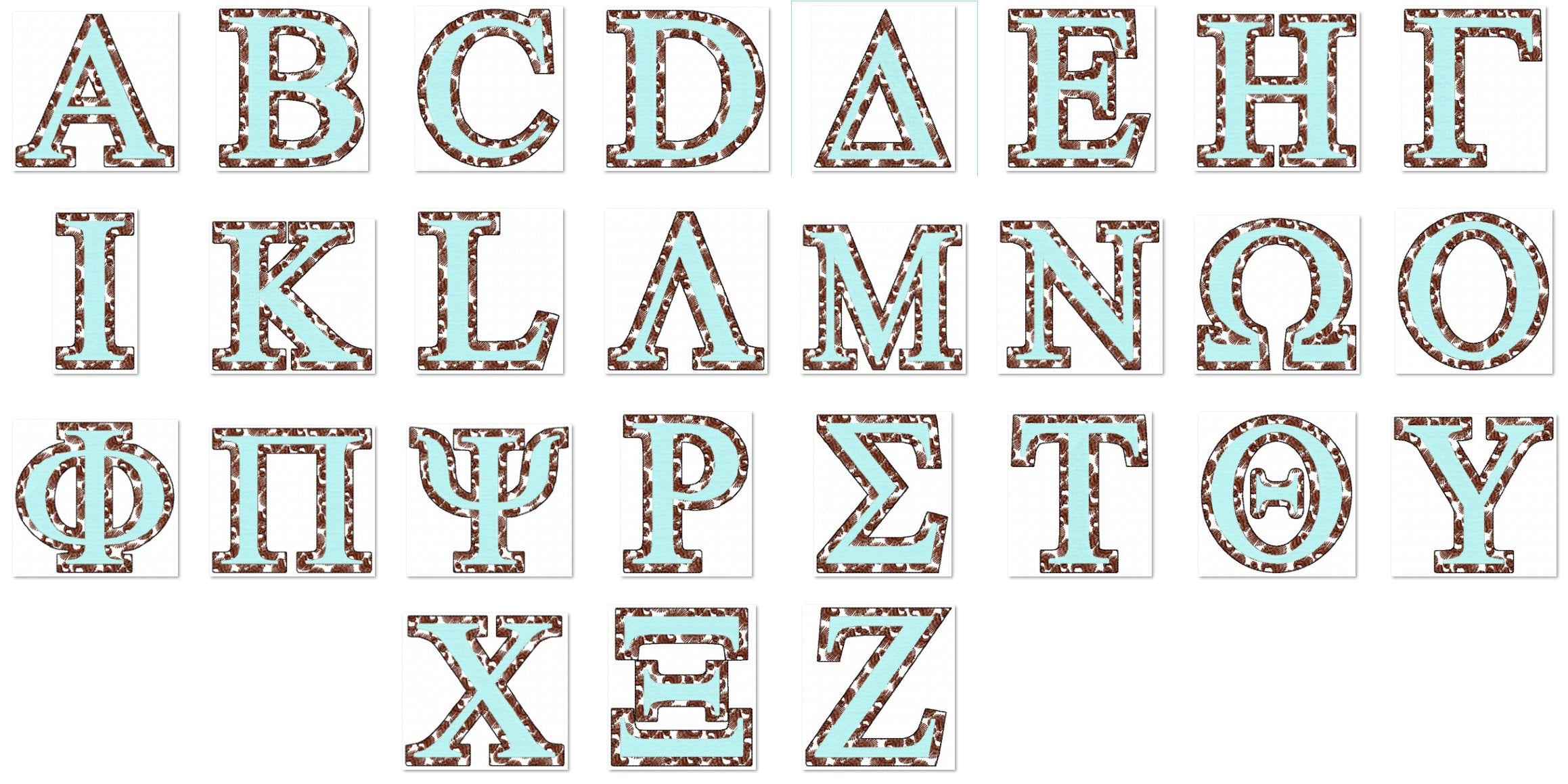 Classic sororities Greek alphabet leopard print Greek font, alphabet ...