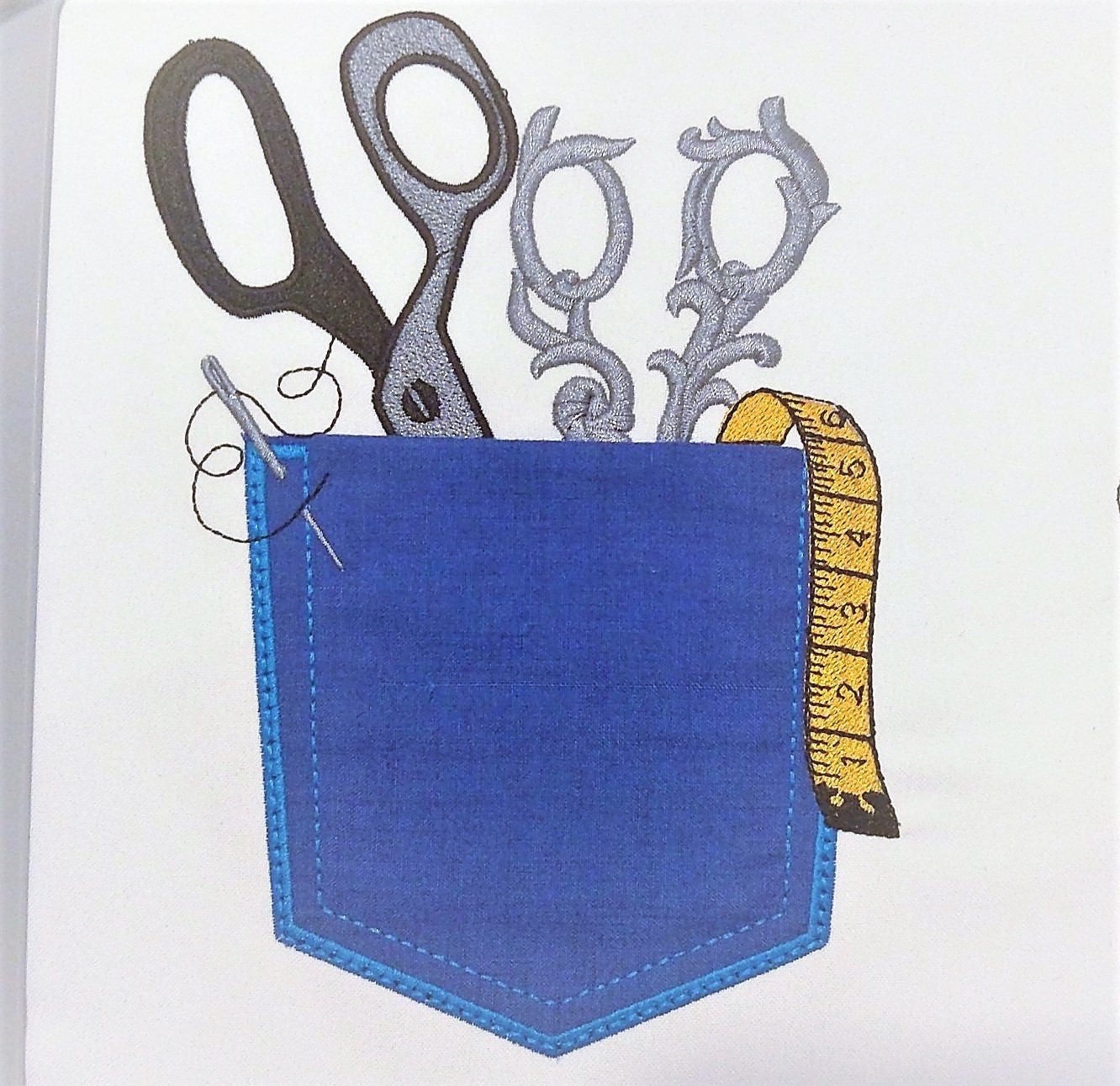 Real seamstress pocket scissors machine embroidery applique design In ...
