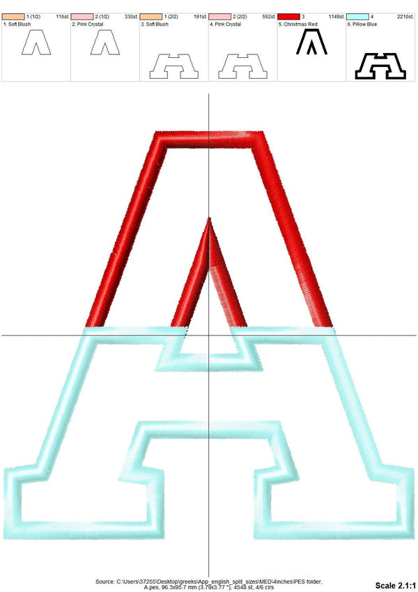 2-Color Block Split Font Applique – Artapli designs