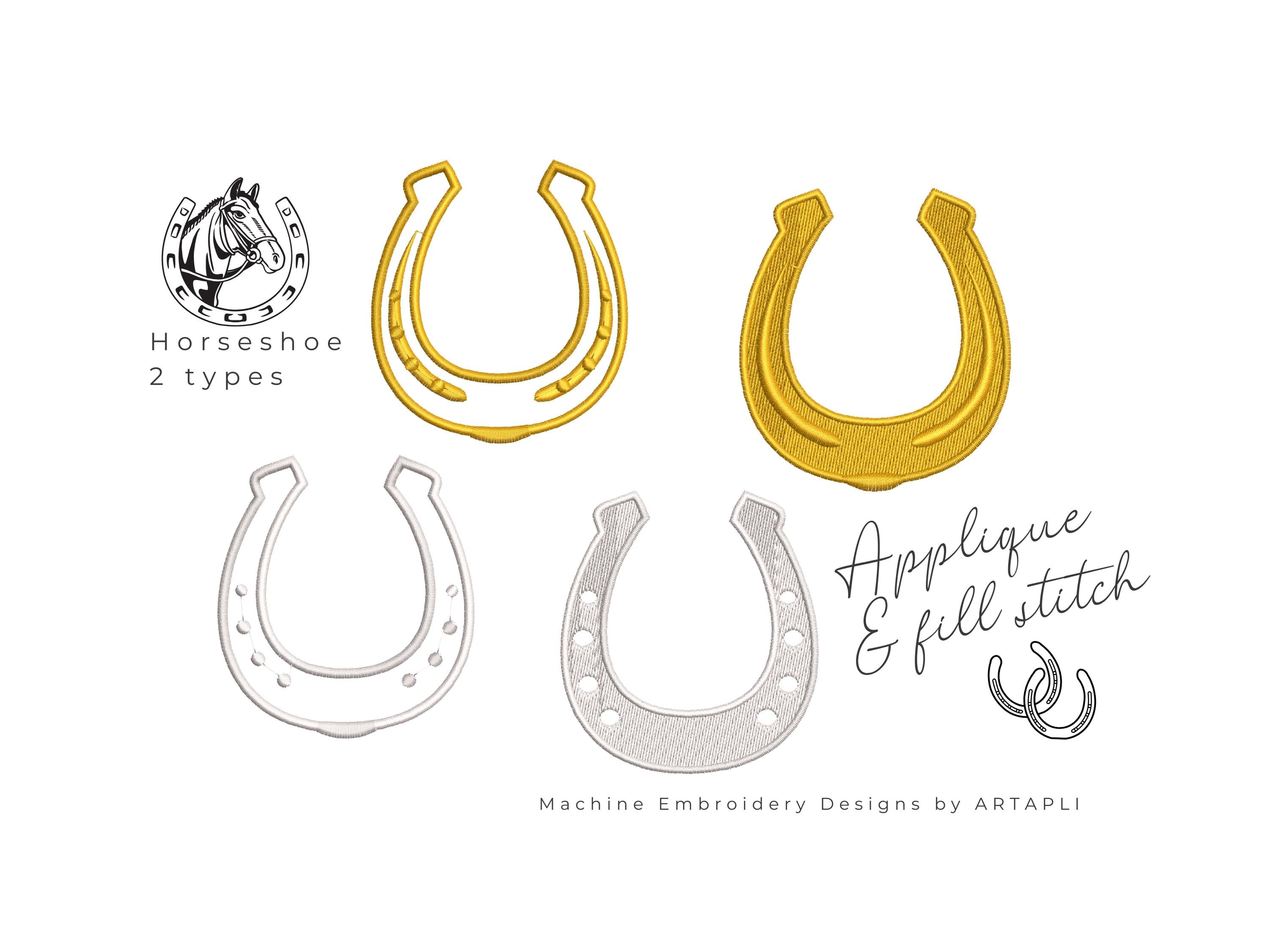 Horseshoe SET of 2 types fill stitch and applique machine embroidery ...
