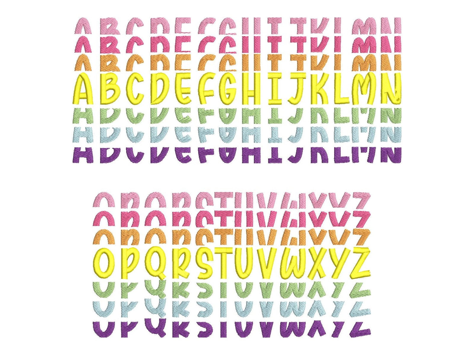 Stacked Font, satin stitch and outline trend alphabet letters, awesome ...