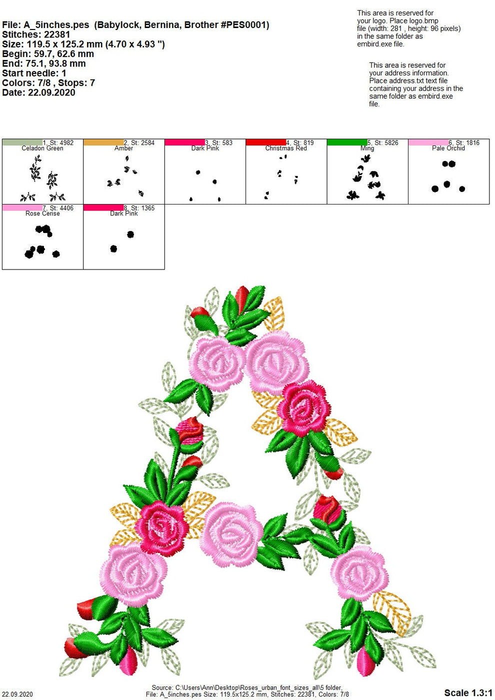 Delicate Roses Floral font alphabet garden flag monogram liberty ...