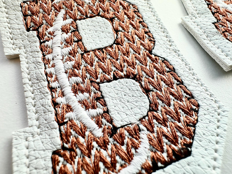 Knit stitch effect Football Eyelet and key fob Snap Tab Block sport ...