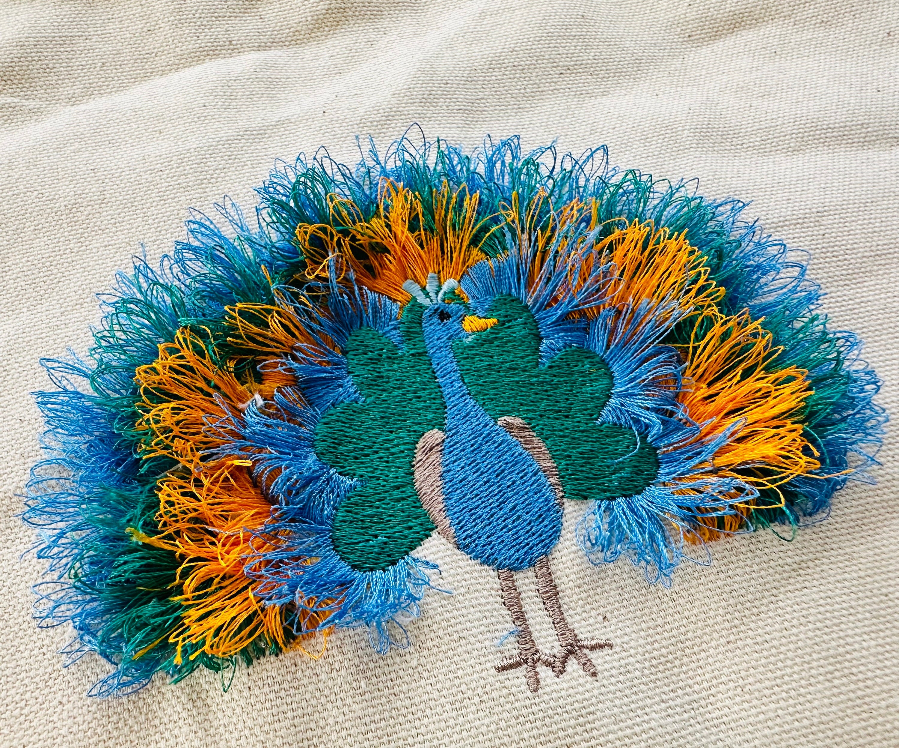 Fringed Peacock fluffy chenille bird machine embroidery designs awesome ...