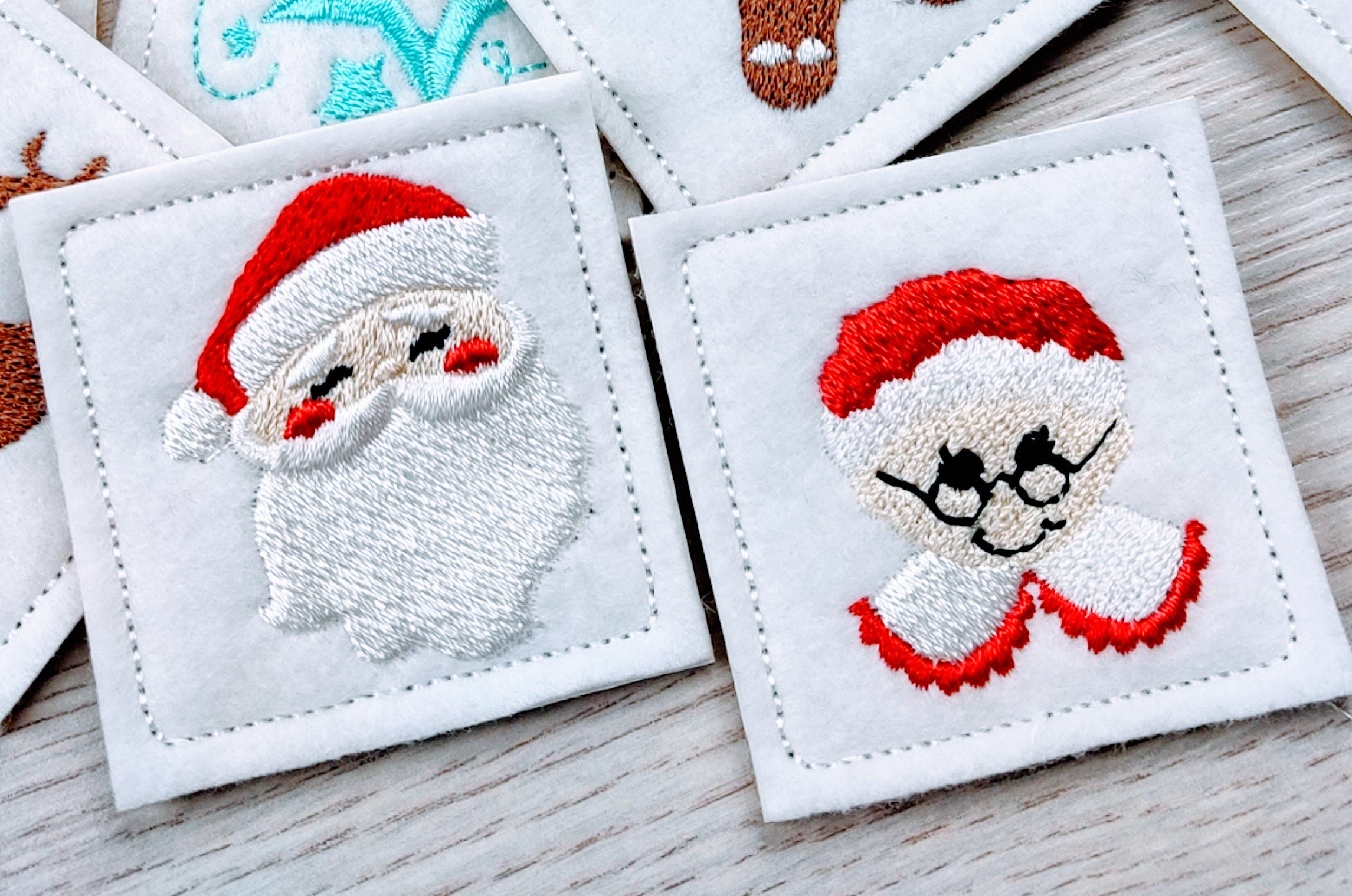 Mr and Mrs Santa Claus small mini micro Christmas machine embroidery ...