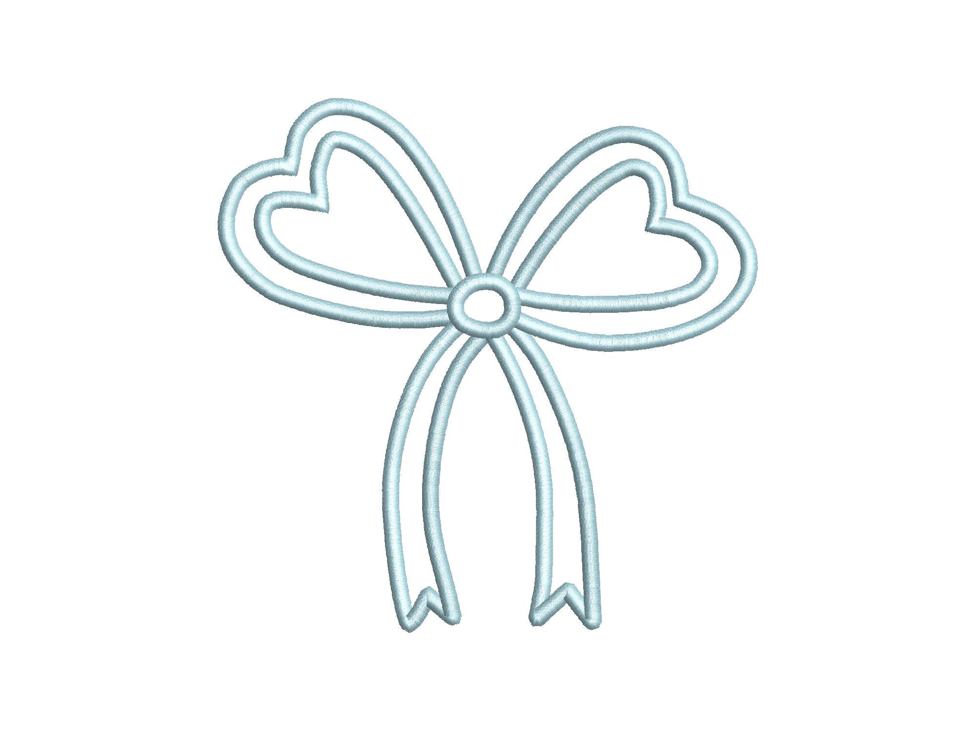 Simple split seam Side Bow applique machine embroidery designs Heart ...