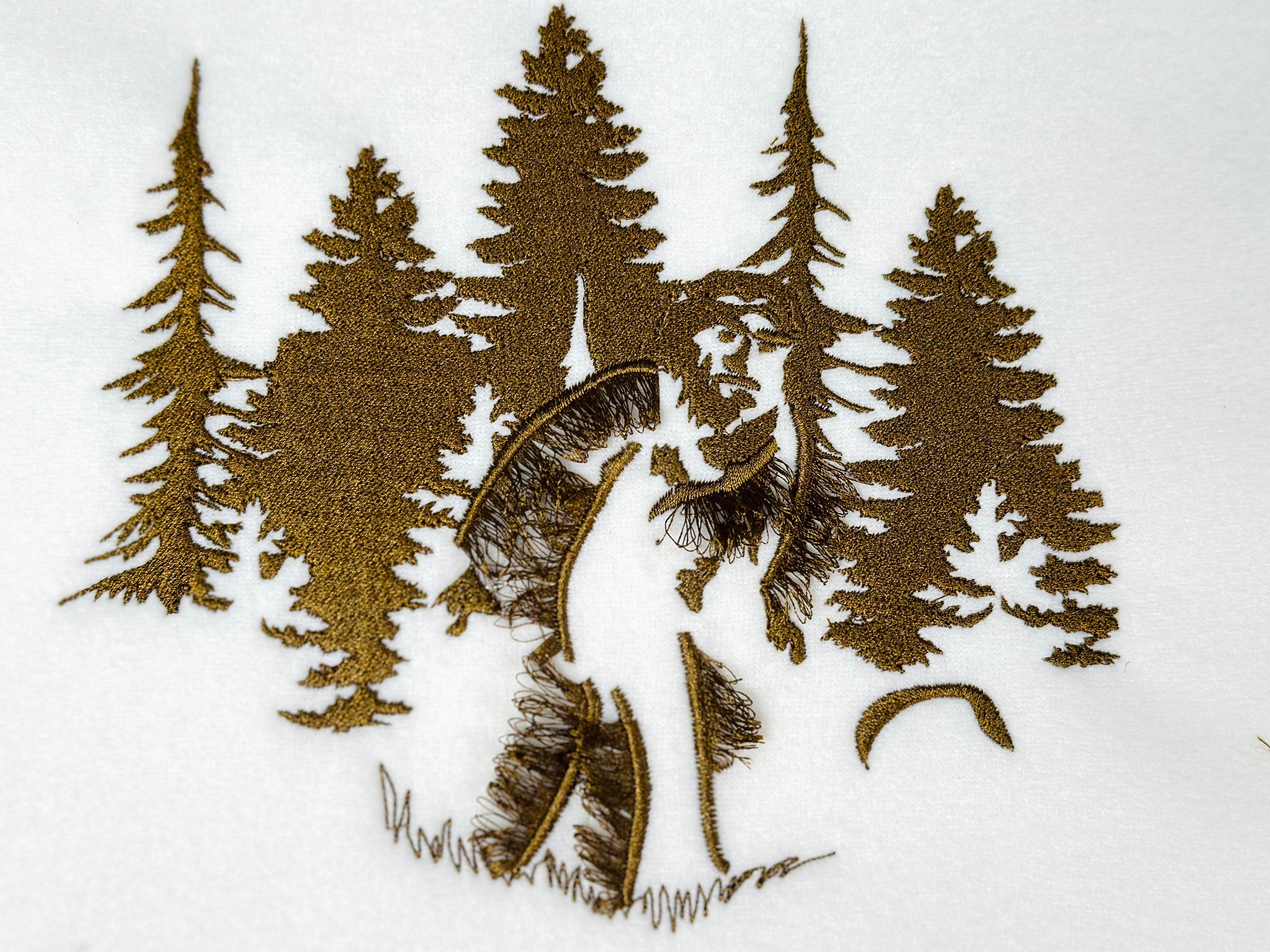 Bigfoot Yeti Sasquatch machine embroidery fringe elements filled ...