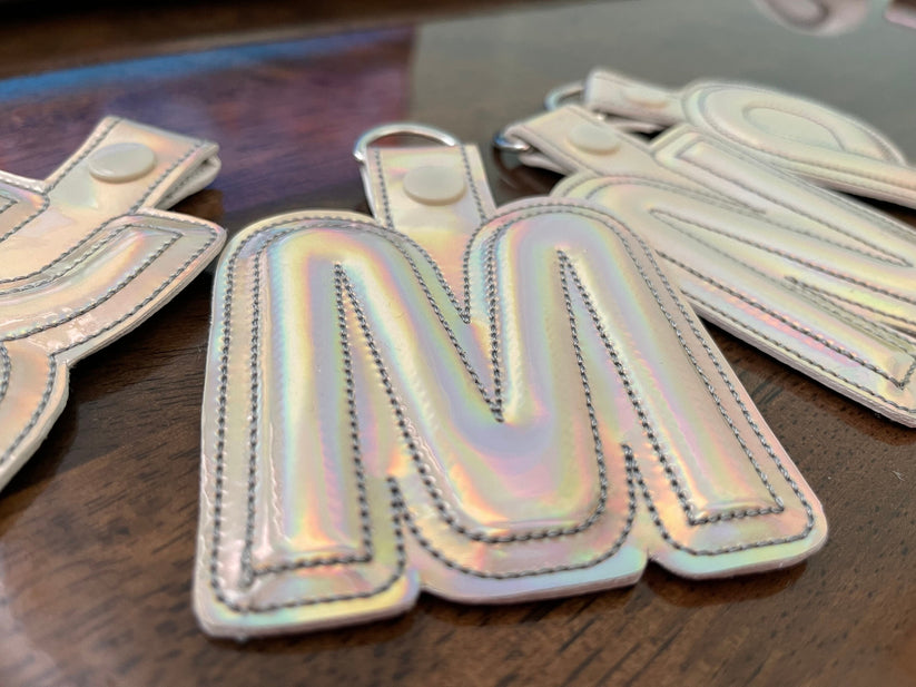 Retro Special Puffy Puff foam Classic key fob snap tab monogram A thru ...