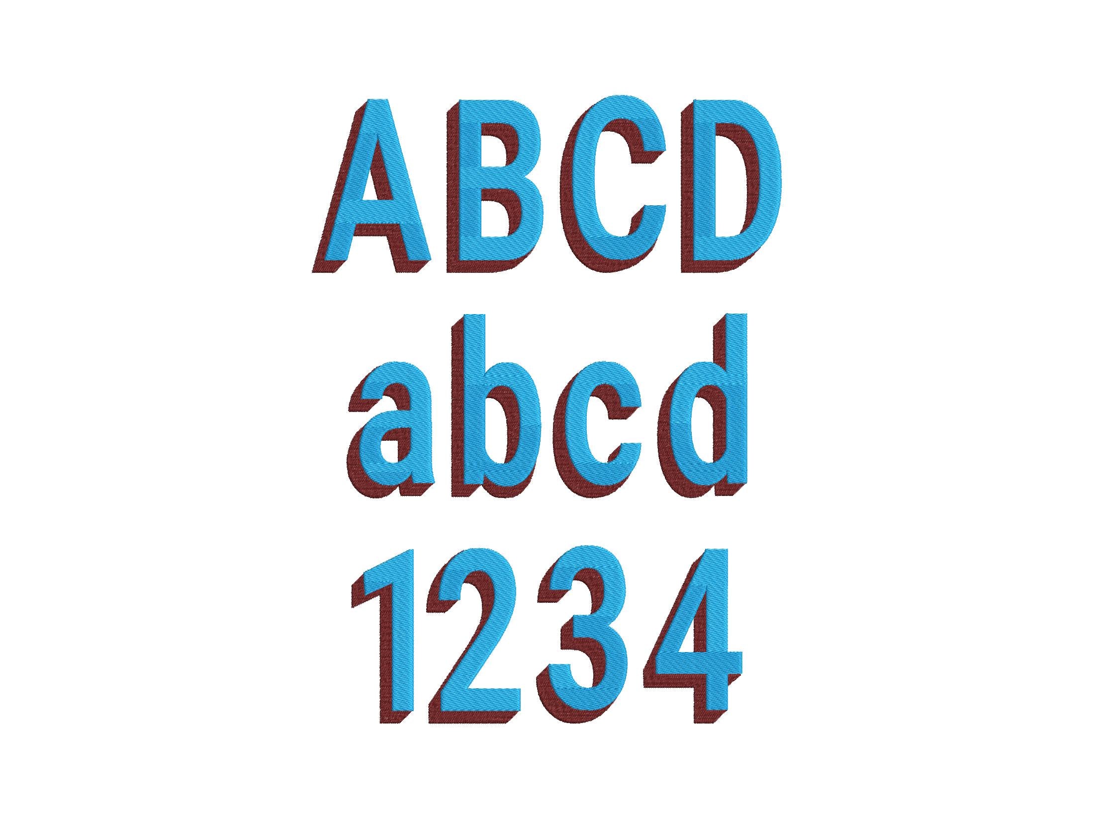 Block type Shadow Font fill stitch Varsity Collegiate alphabet machine ...