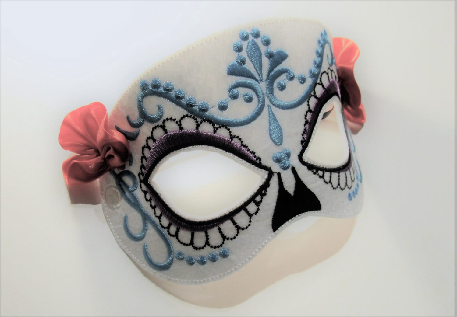Calaca embroidery feltie mask Calavera sugar skull mask machine ...